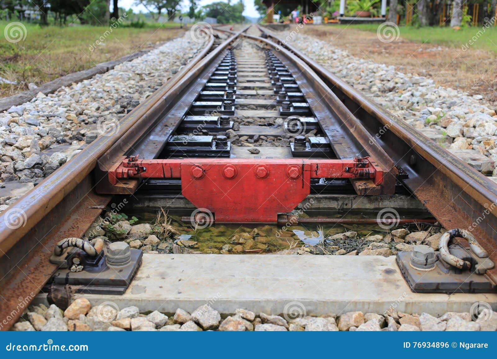 Railroad Track Splitting Lanes Stock Photo - Image of travel, line ...