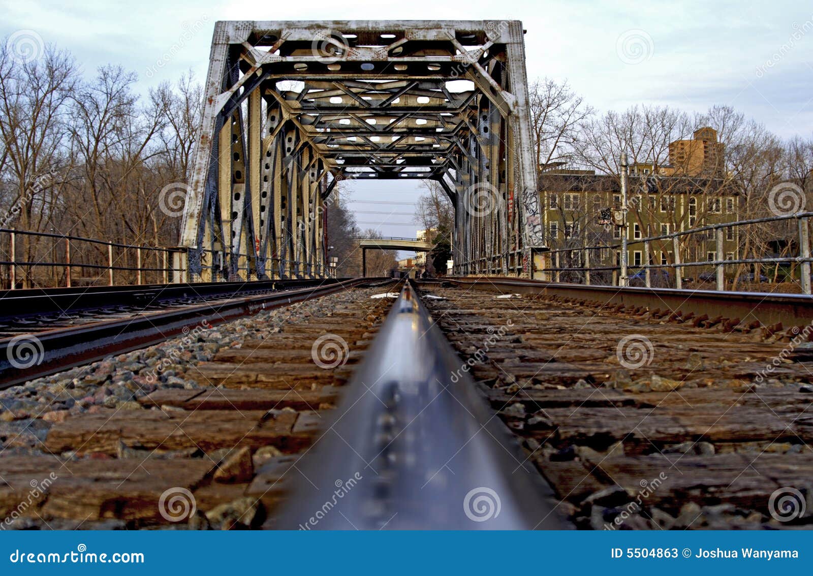 Railroad Track on Train Bridge Stock Image - Image of landscape ...