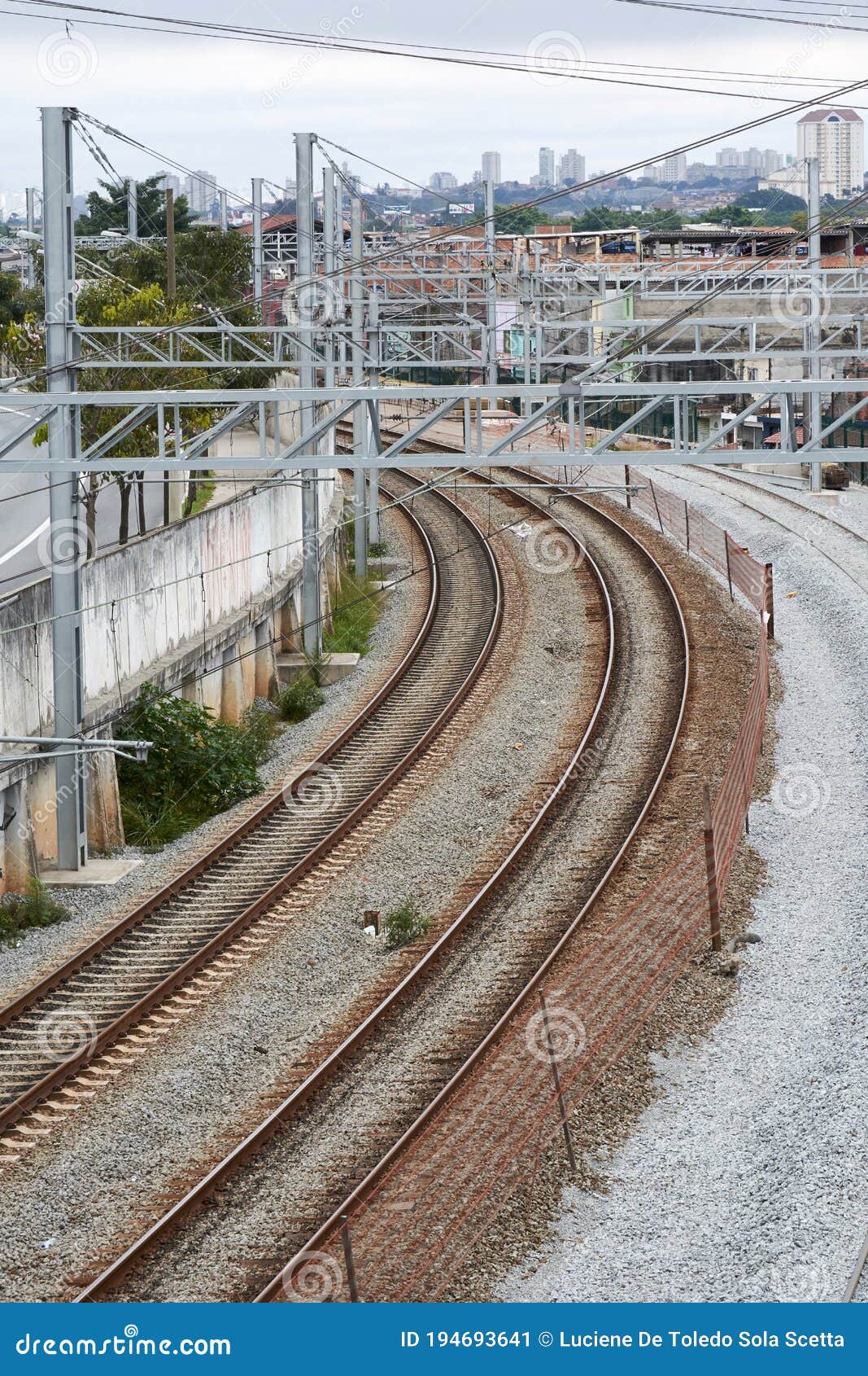 Curving Double Railroad Tracks Stock Image - Image of line, switch ...