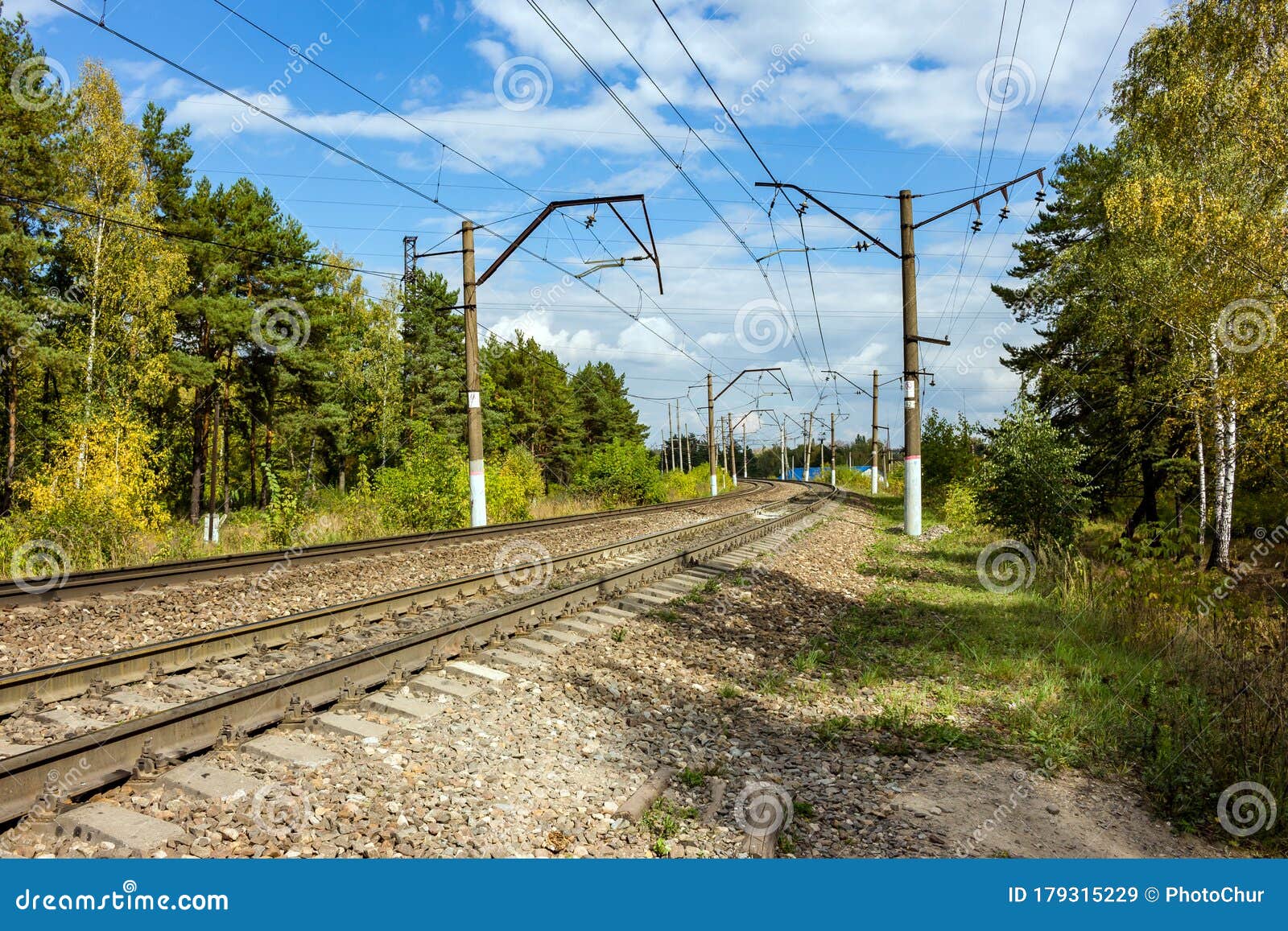 Railroad Tracks in a Beautiful Area Stock Image - Image of outdoor ...