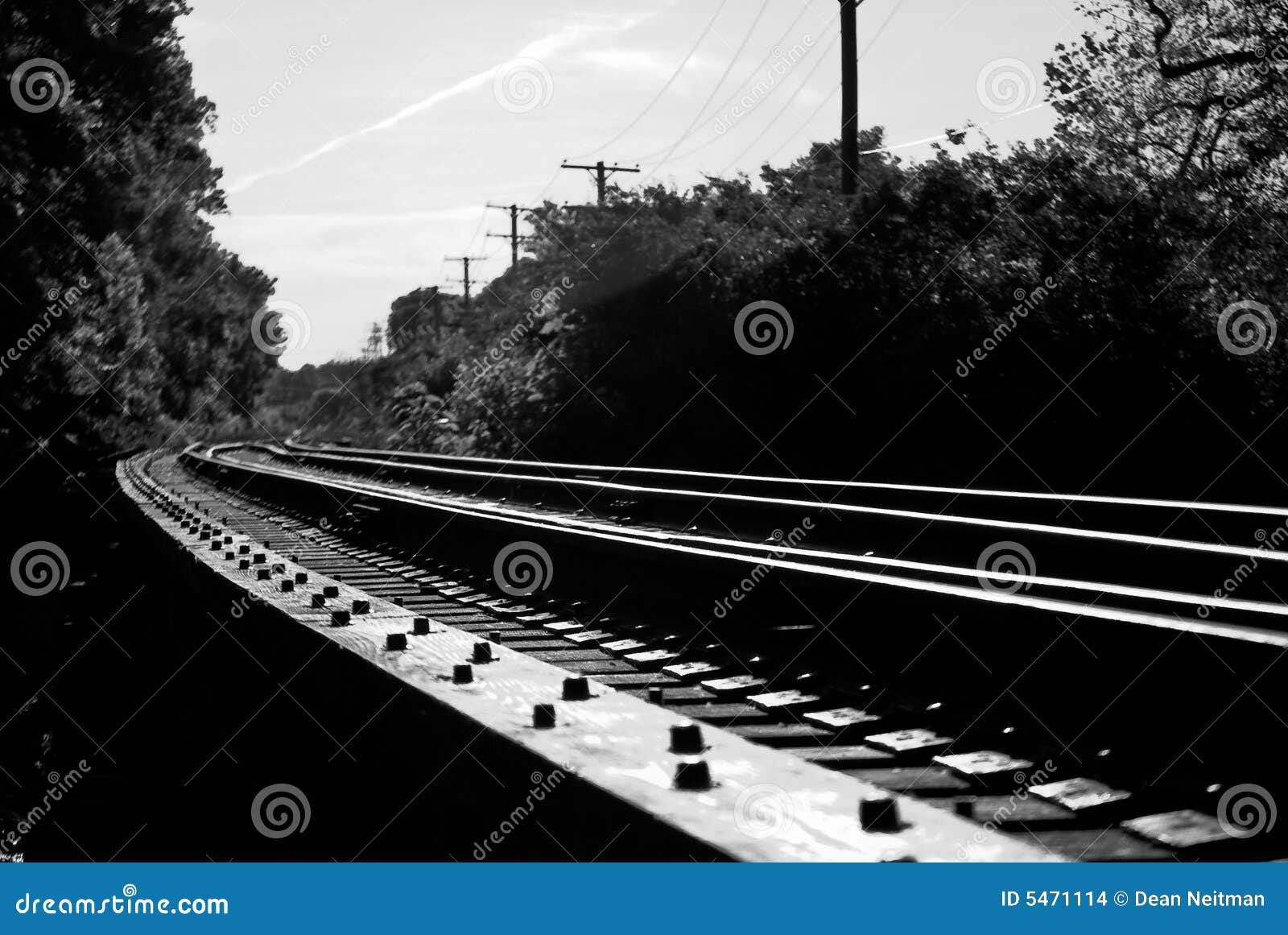 Railroad Tracks Black & White Stock Photo - Image of metal, grey: 5471114