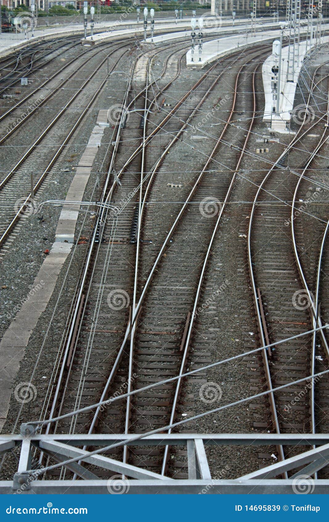 Railroad Tracks and Catenary Stock Image - Image of road, color: 14695839