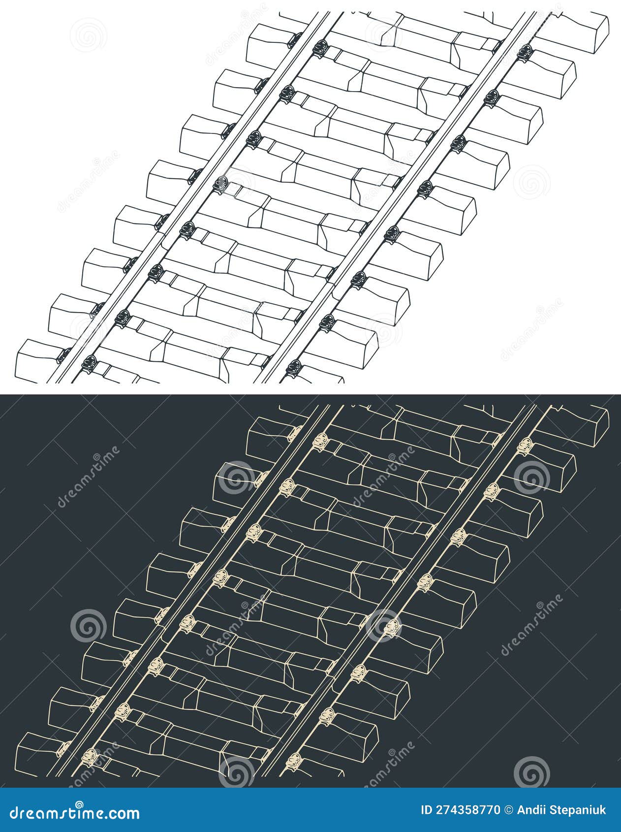 Railroad tracks close up stock vector. Illustration of railway - 274358770