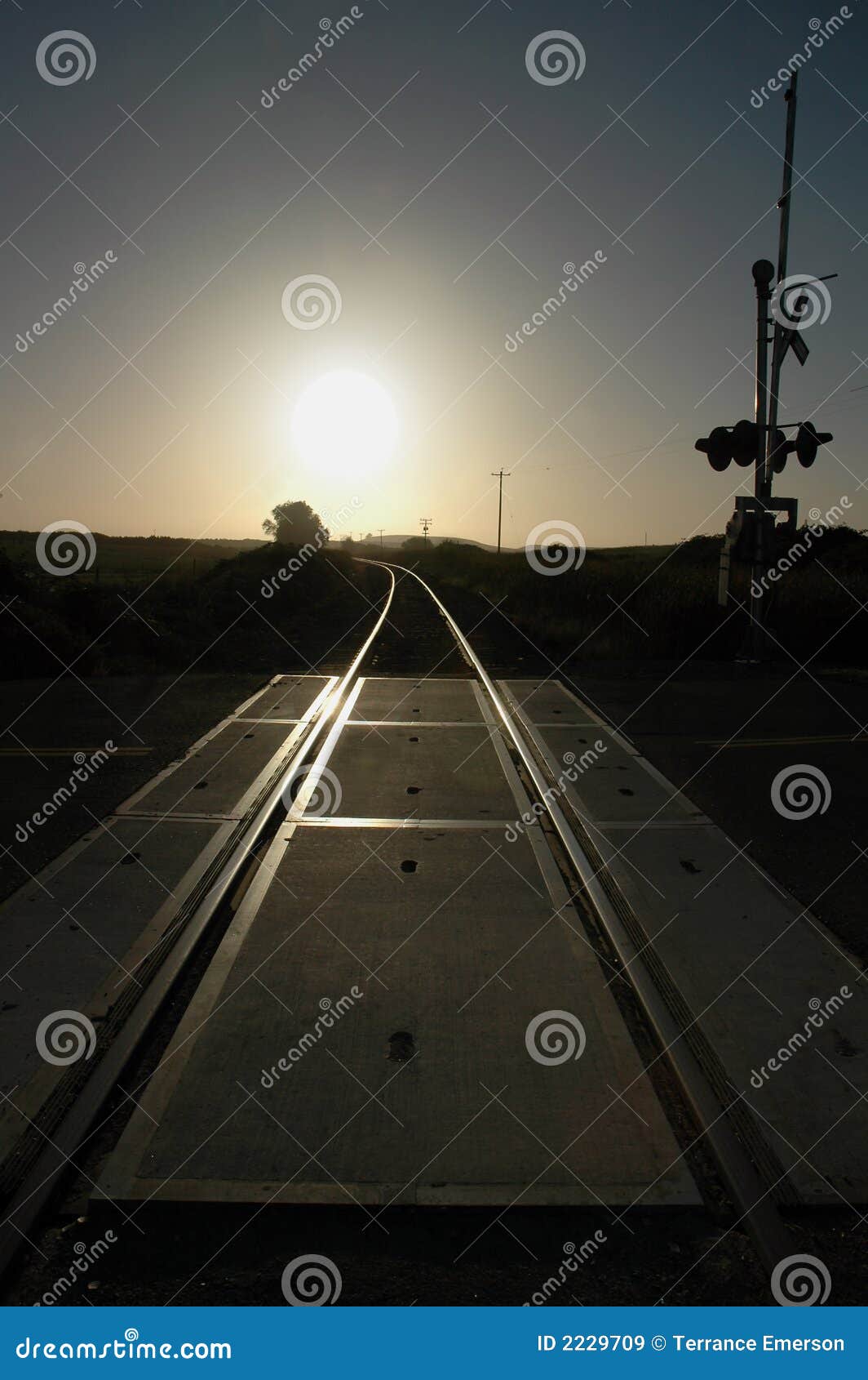 Railroad Tracks and Crossing Stock Image - Image of backlight, tracks ...