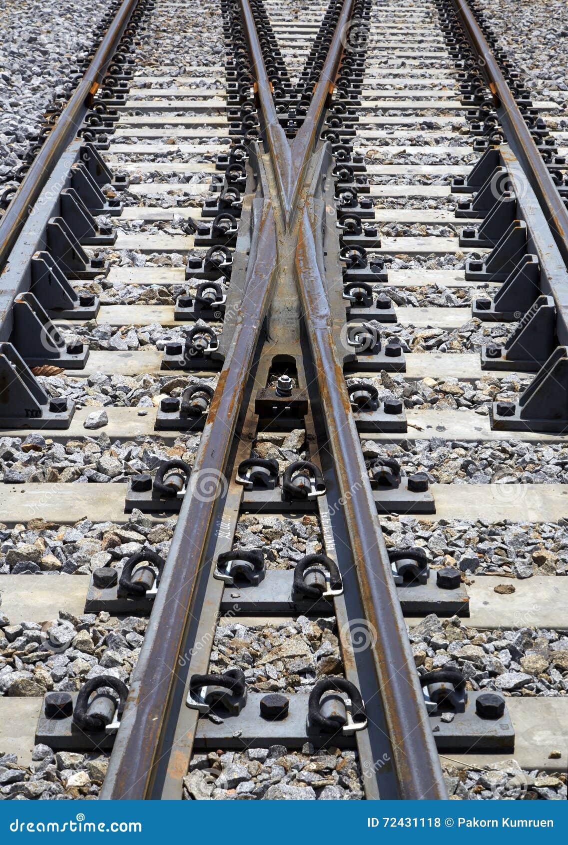 Railroad tracks crossing stock photo. Image of tourism - 72431118
