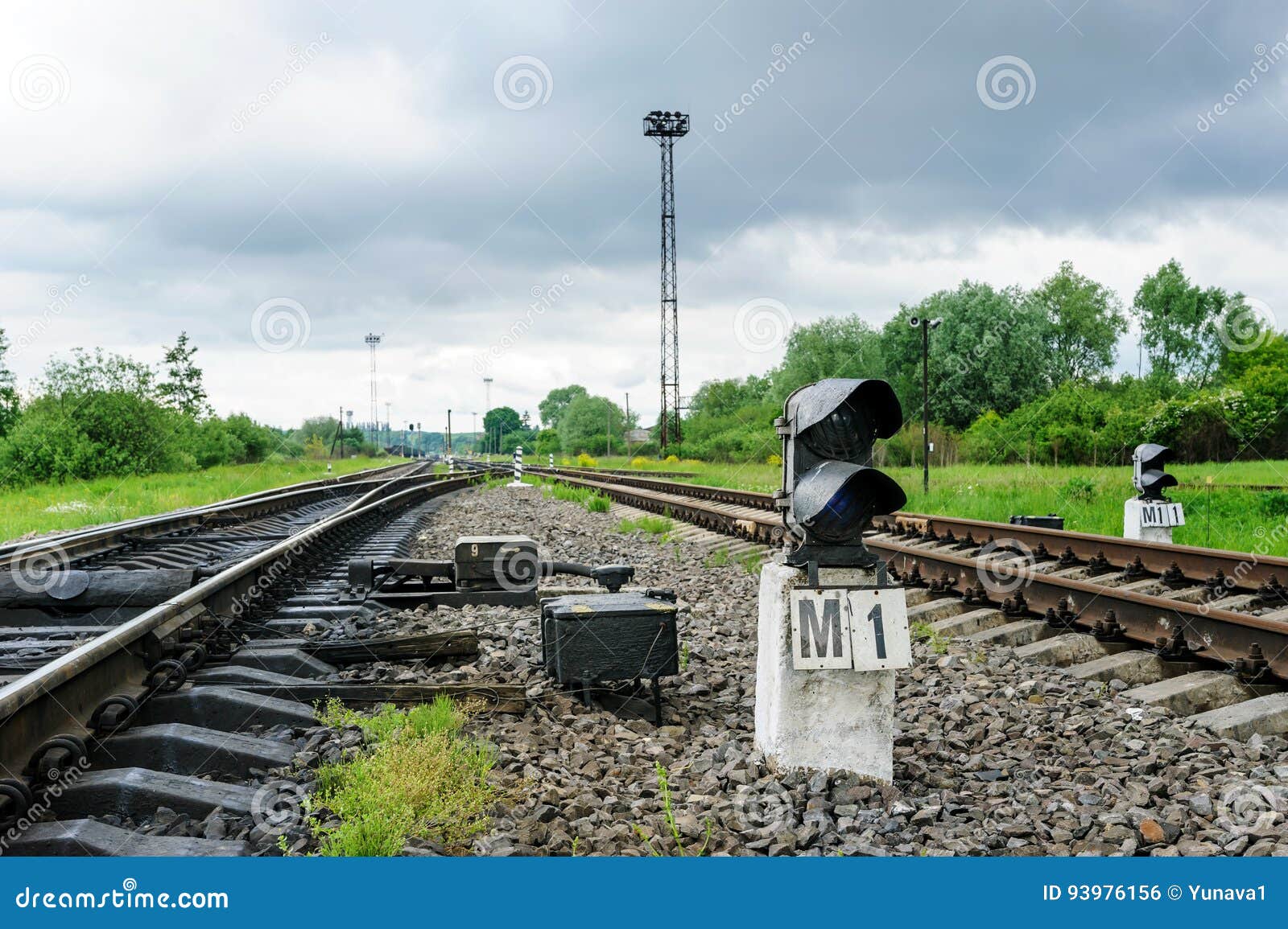 Railroad Tracks into a Distance. Stock Photo - Image of long ...