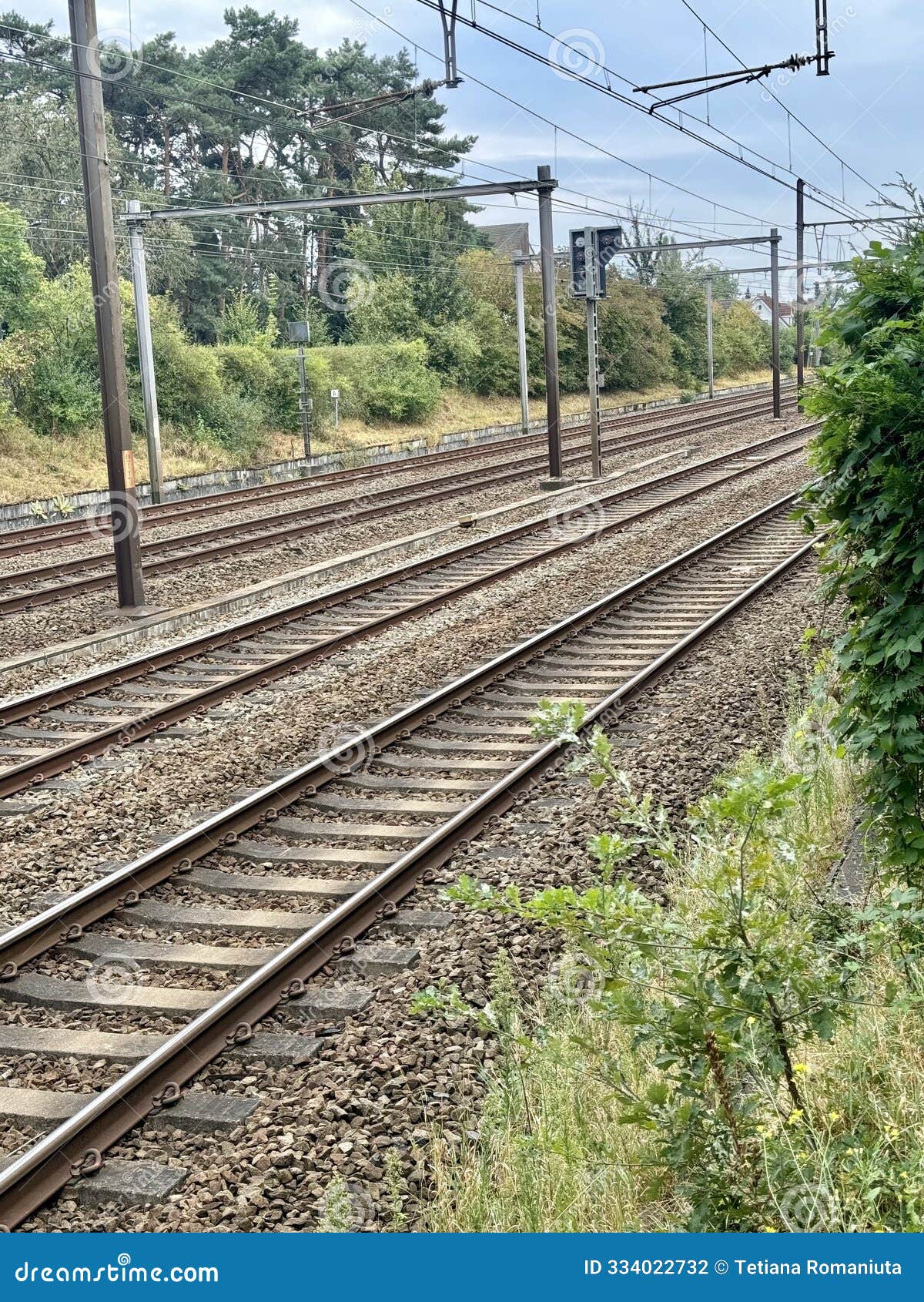 Empty Railway Tracks or Railroad Stock Photo - Image of waterway ...