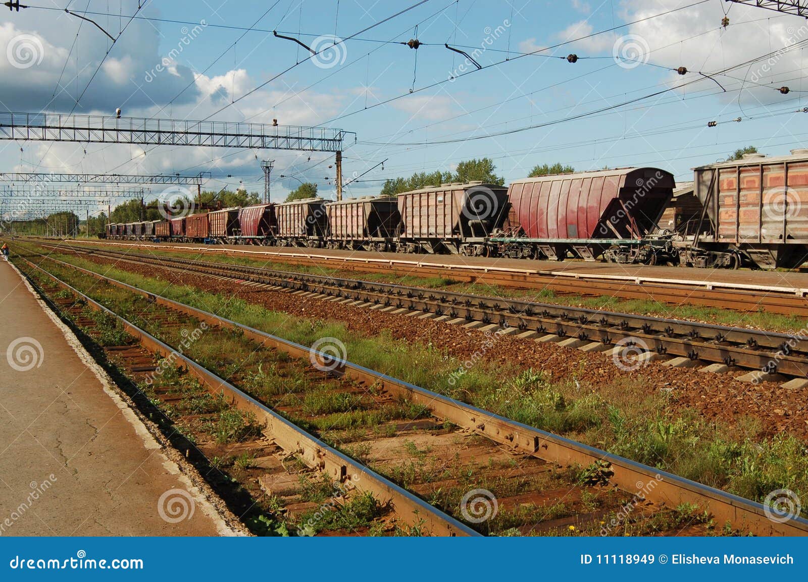 Railroad Tracks and Freight Train Stock Image - Image of goods, outdoor ...