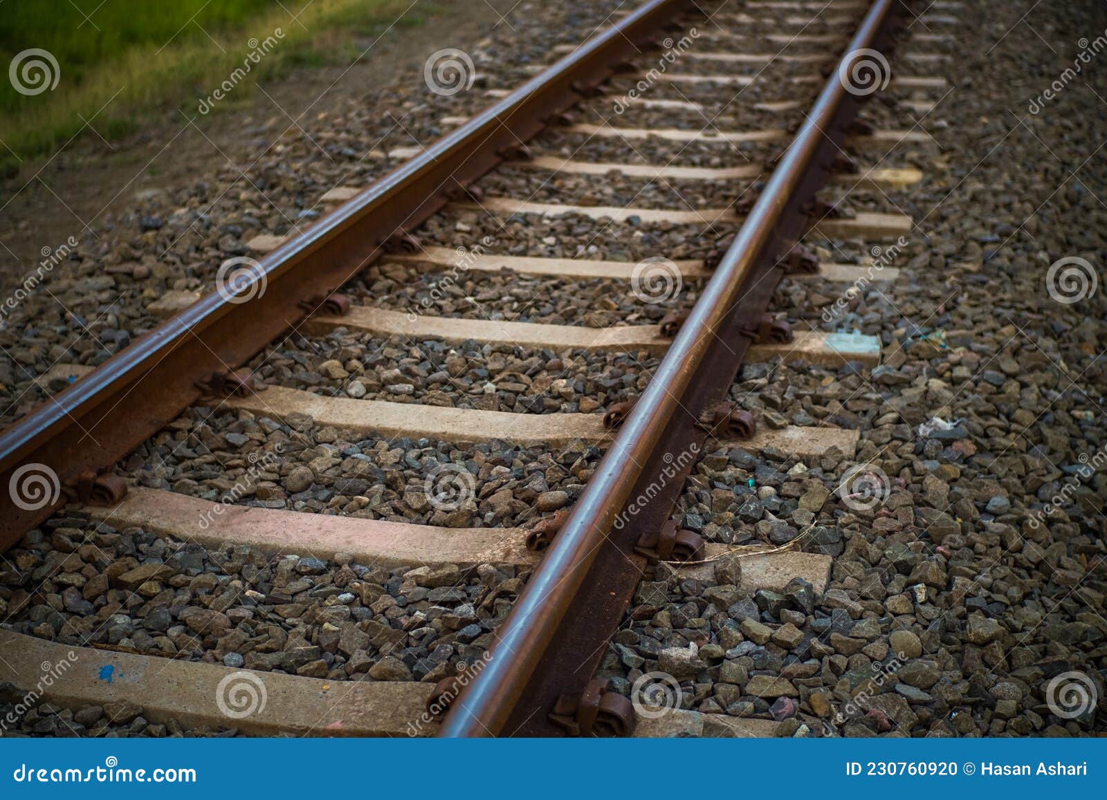 Railroad Tracks on Gravel. Rusty Railroad Steel Stock Photo - Image of ...
