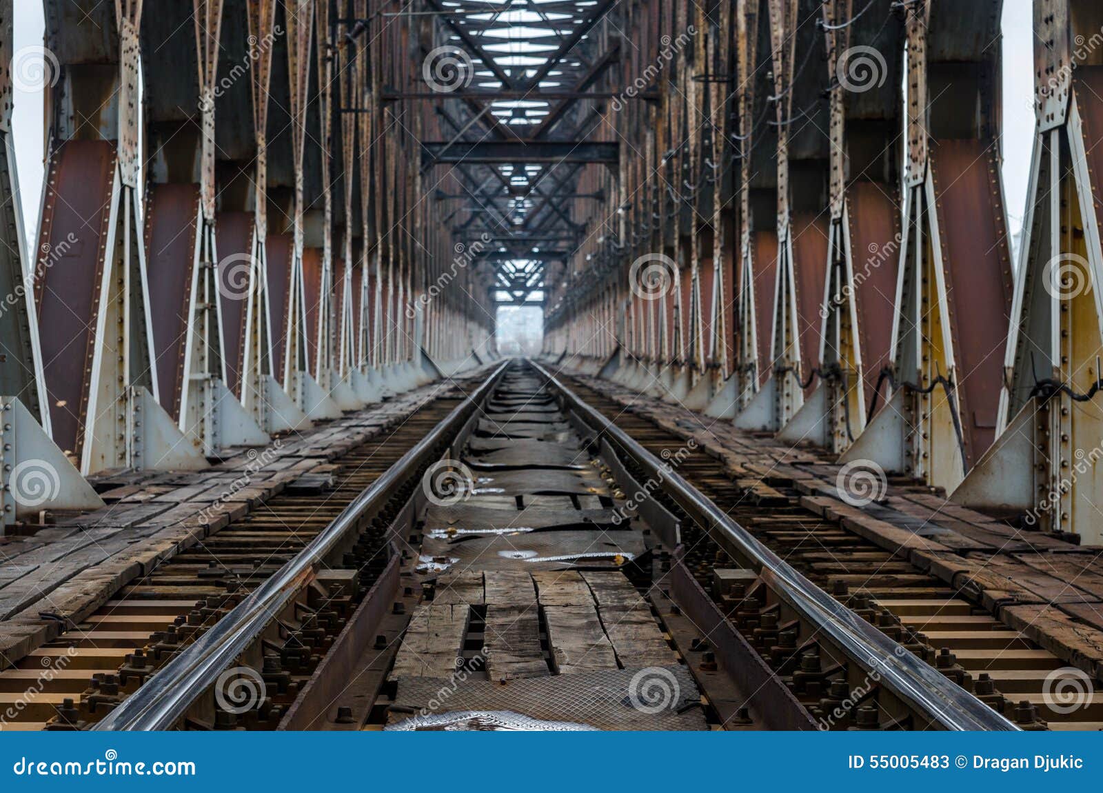Railroad Tracks on the Iron Bridge Stock Image - Image of rustic ...