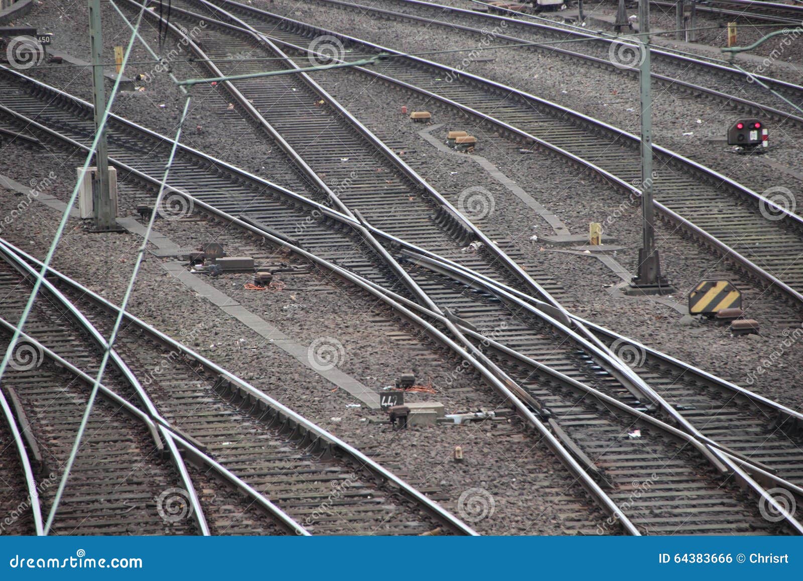 Railroad Tracks Junction with Switch and Crossing Lines Stock Photo ...