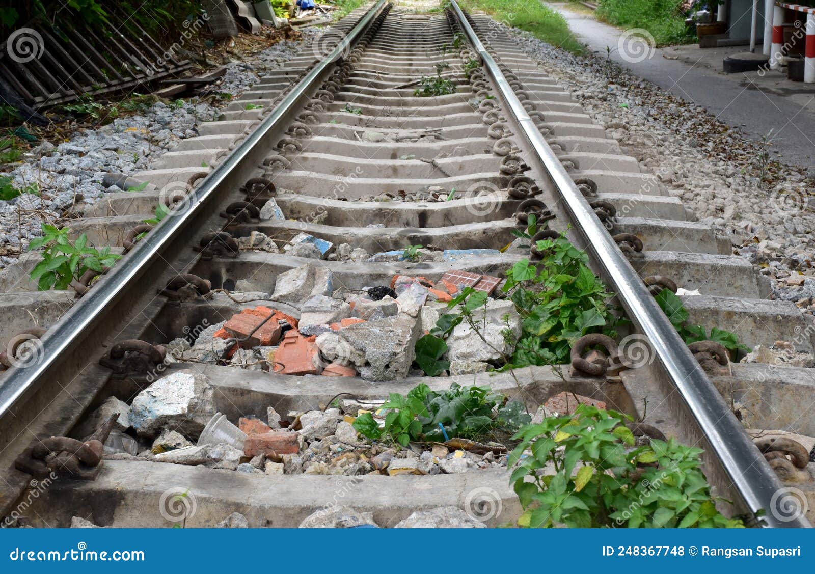The Railroad Tracks Let the Train Run through with Nature Background ...