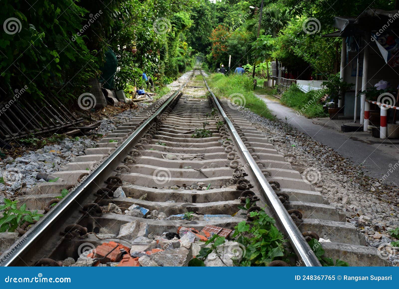 The Railroad Tracks Let the Train Run through with Nature Background ...