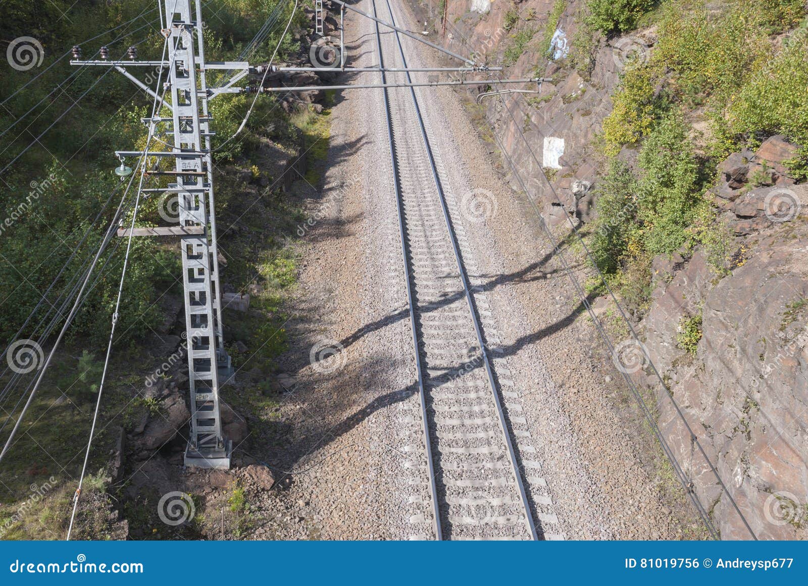 Railroad Tracks Located among the Rocks Stock Photo - Image of scene ...