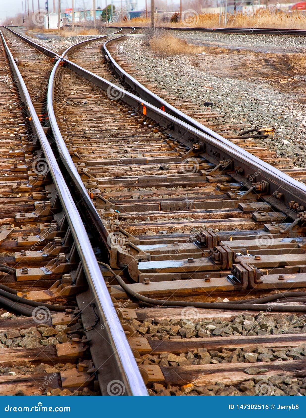 Railroad Tracks Switch stock photo. Image of rail, merger - 147302516