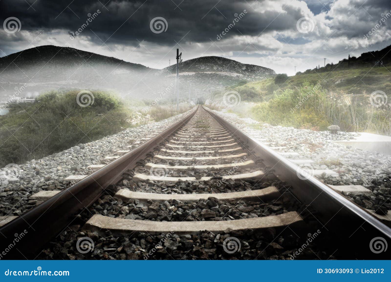 Railroad Tracks in the Mist Stock Image - Image of moody, railway: 30693093