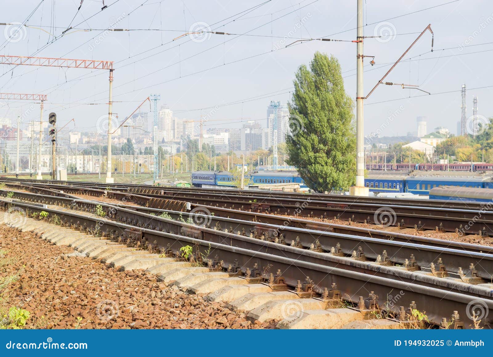Railroad Tracks of Modern Multi-track Railway, Fragment Close-up Stock ...