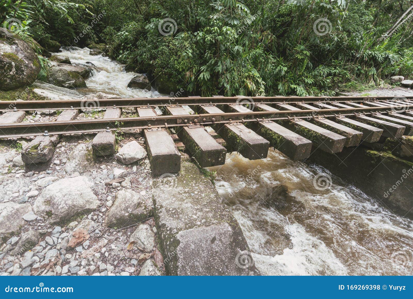 Railroad over stream stock photo. Image of powerful - 169269398