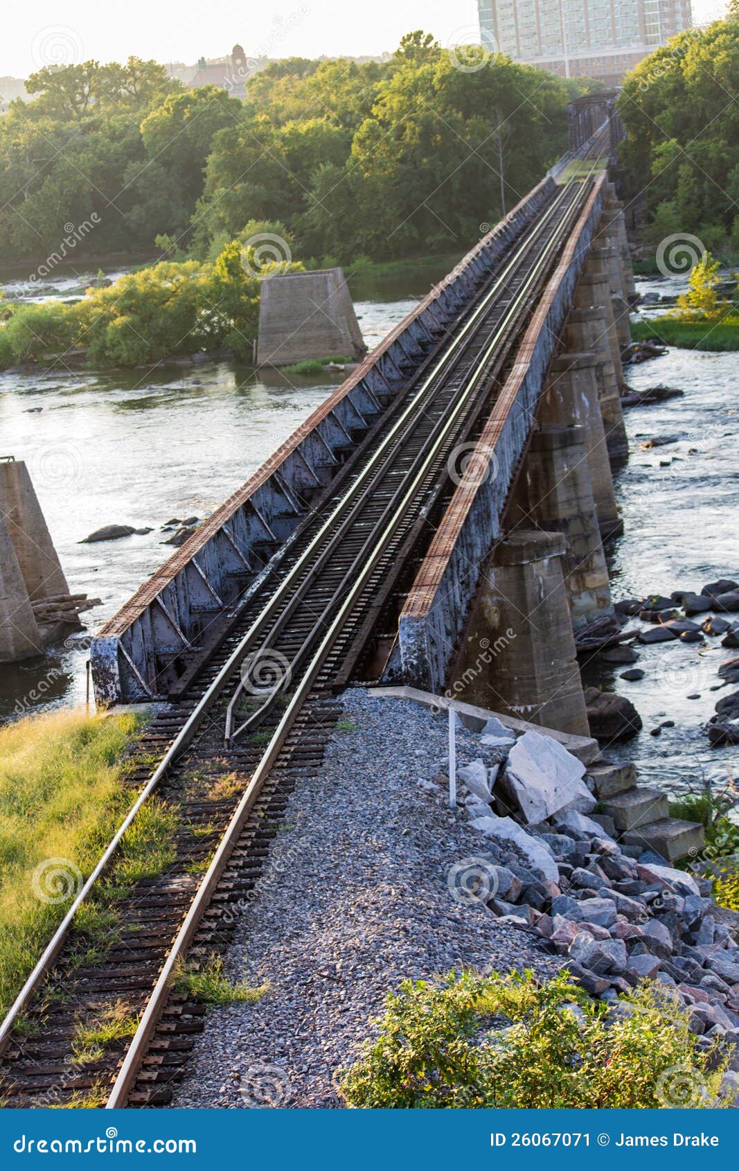 Railroad Tracks Over a Raging River Stock Image - Image of city, bridge ...