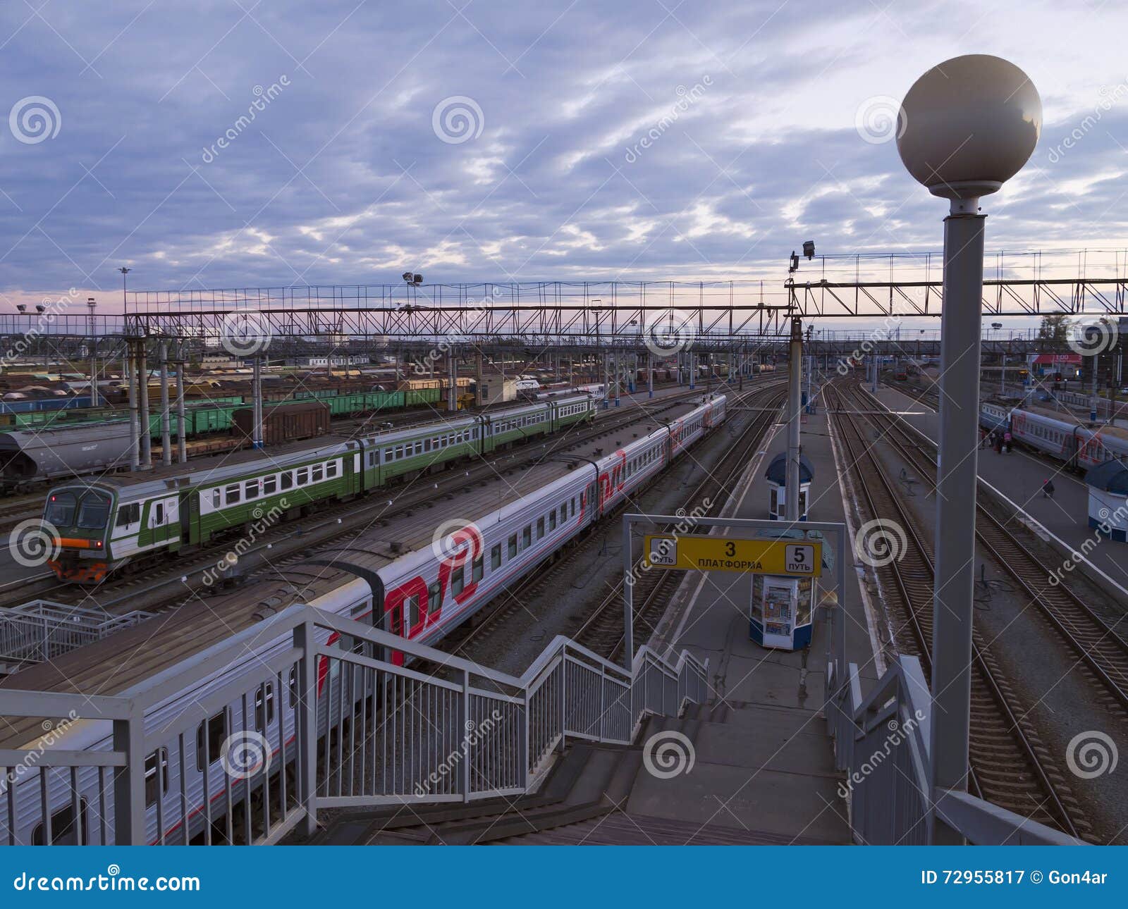 Railroad Tracks,platforms,trains. Stock Image - Image of long, line ...