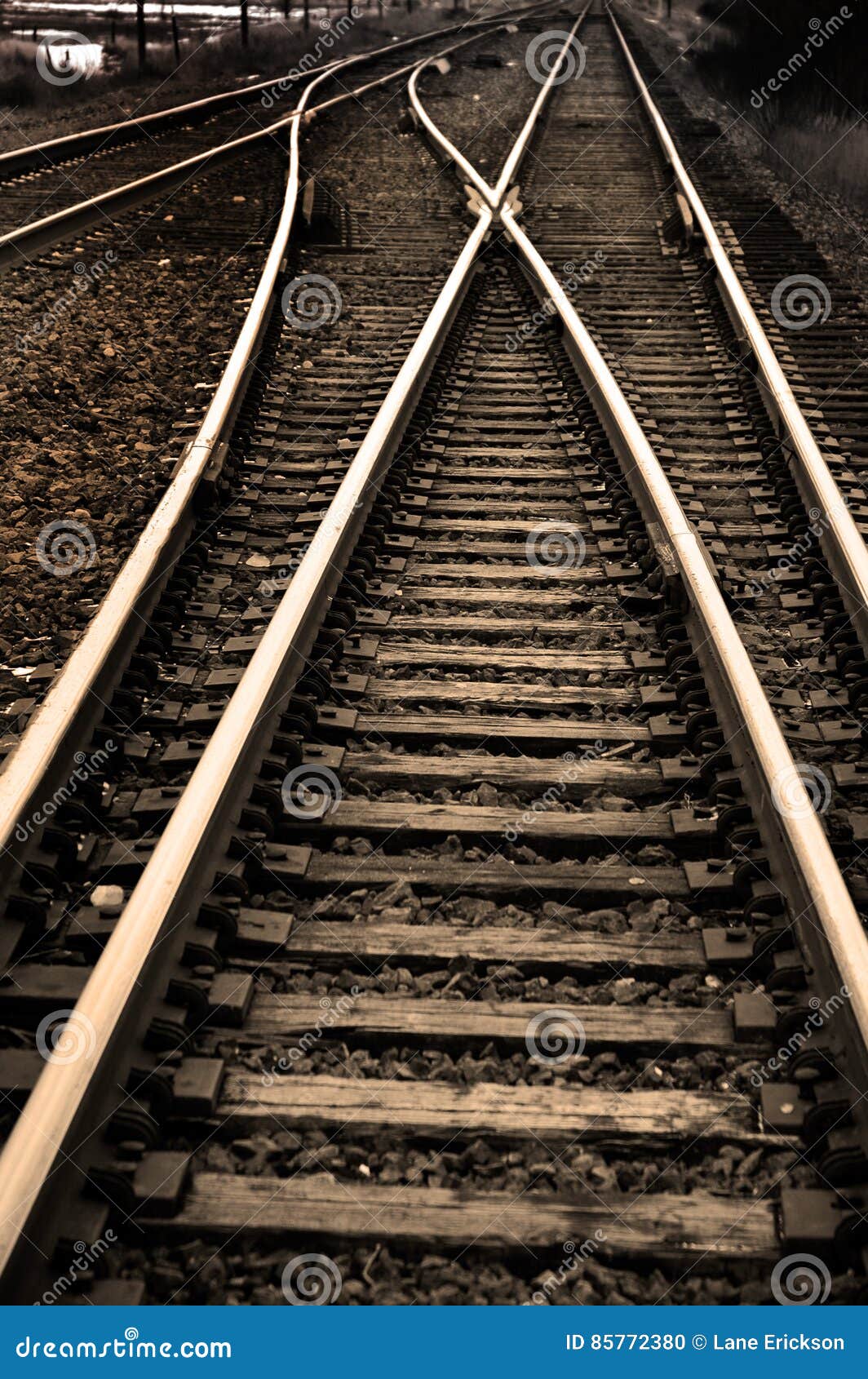 Railroad Tracks with Rails for Train Stock Photo - Image of outdoor ...