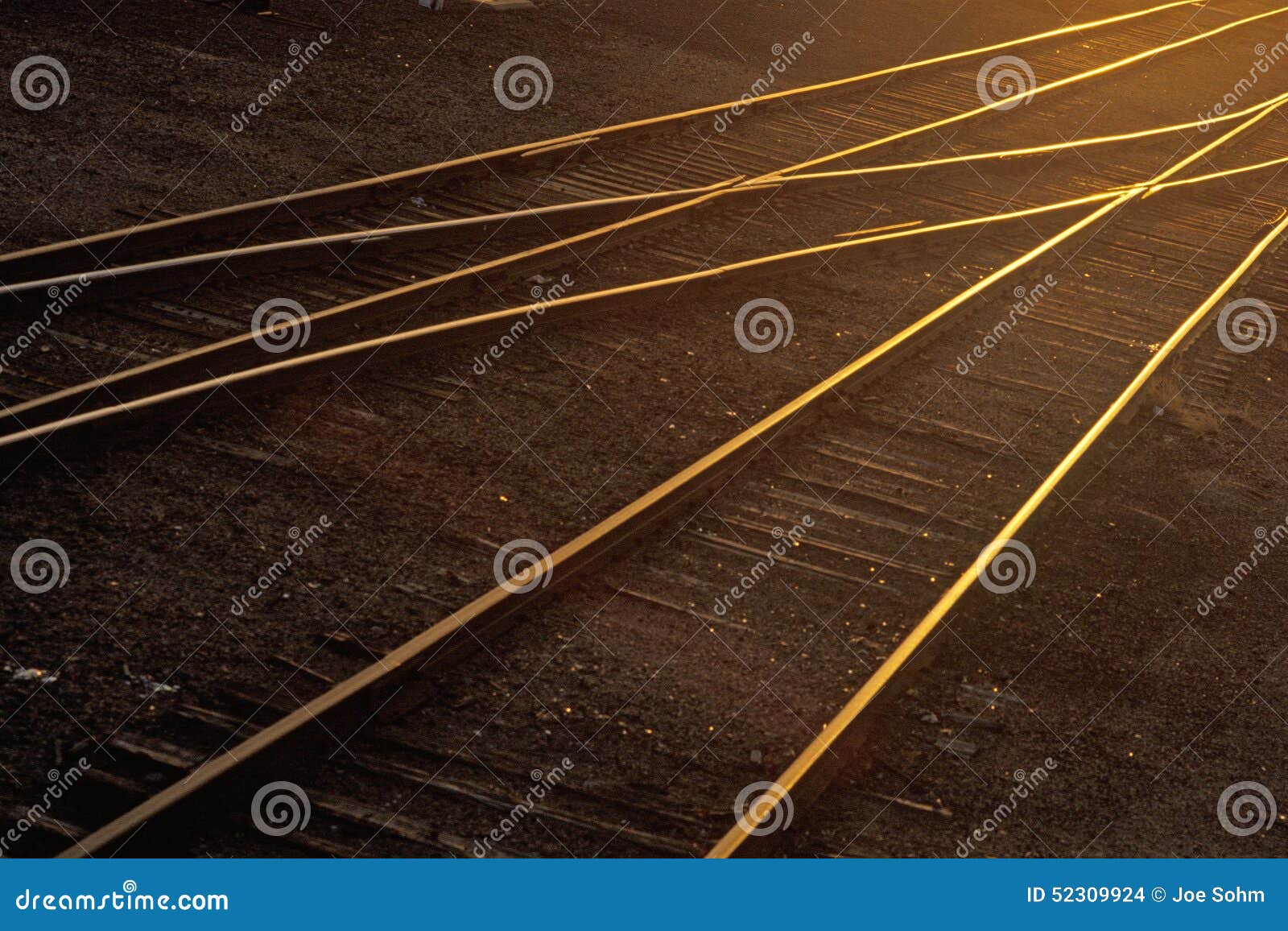 Railroad Tracks Shine at Sunset in Kansas Stock Photo - Image of ...