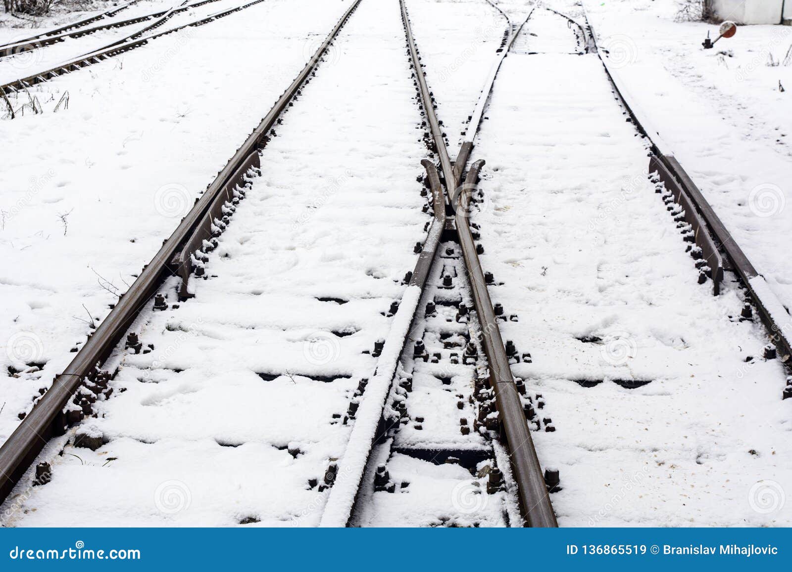 Railroad Tracks in the Snow Stock Image - Image of freezing, metal ...