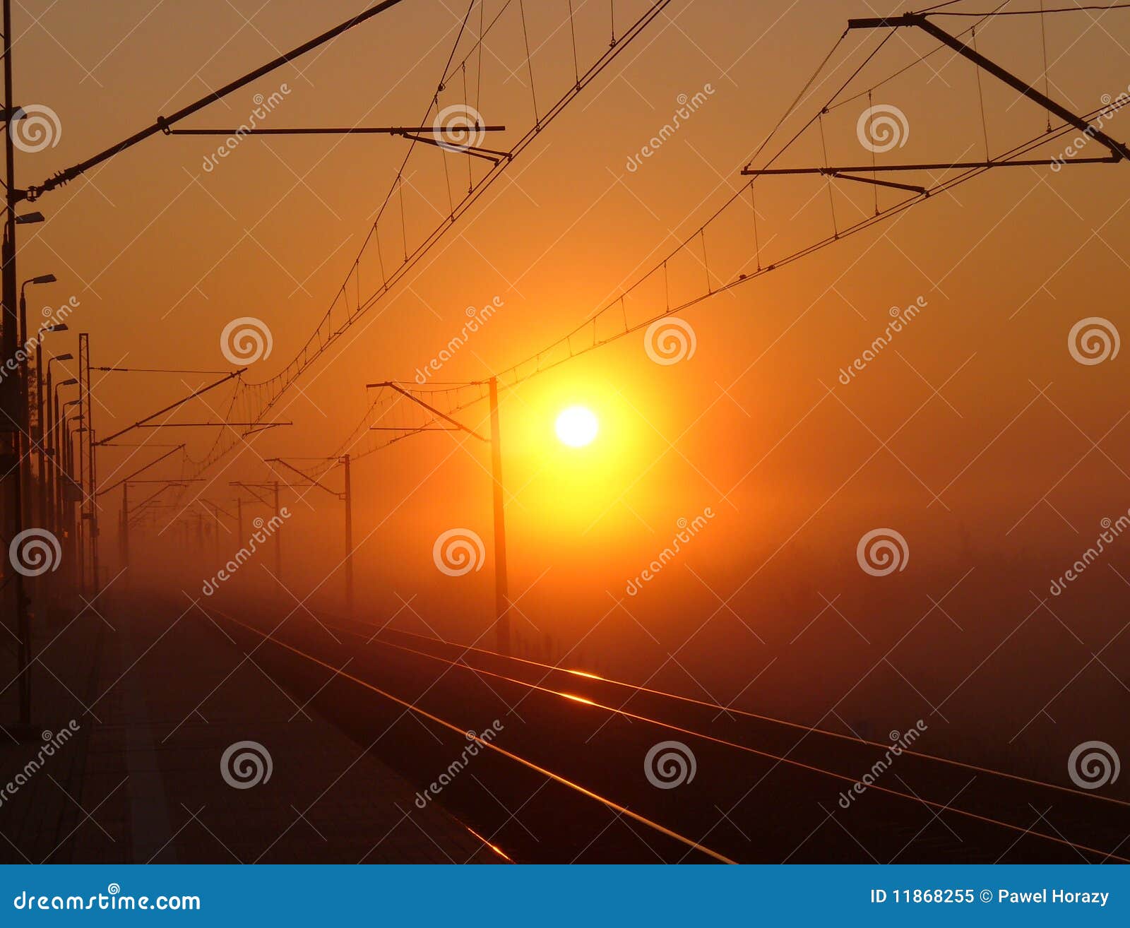 Railroad tracks at sunrise stock image. Image of lines - 11868255