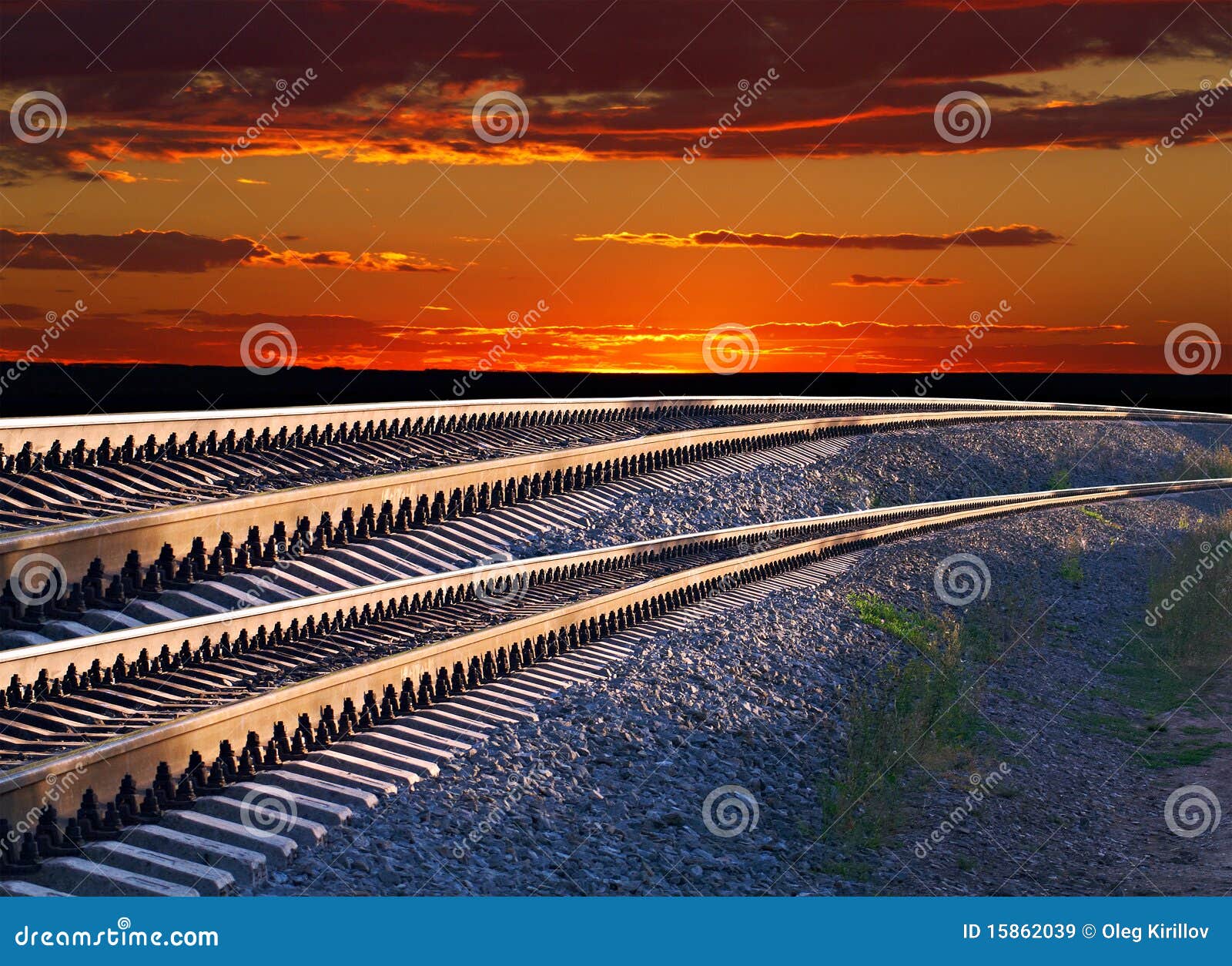 Railroad Tracks and the Sunset Stock Image - Image of track, flight ...