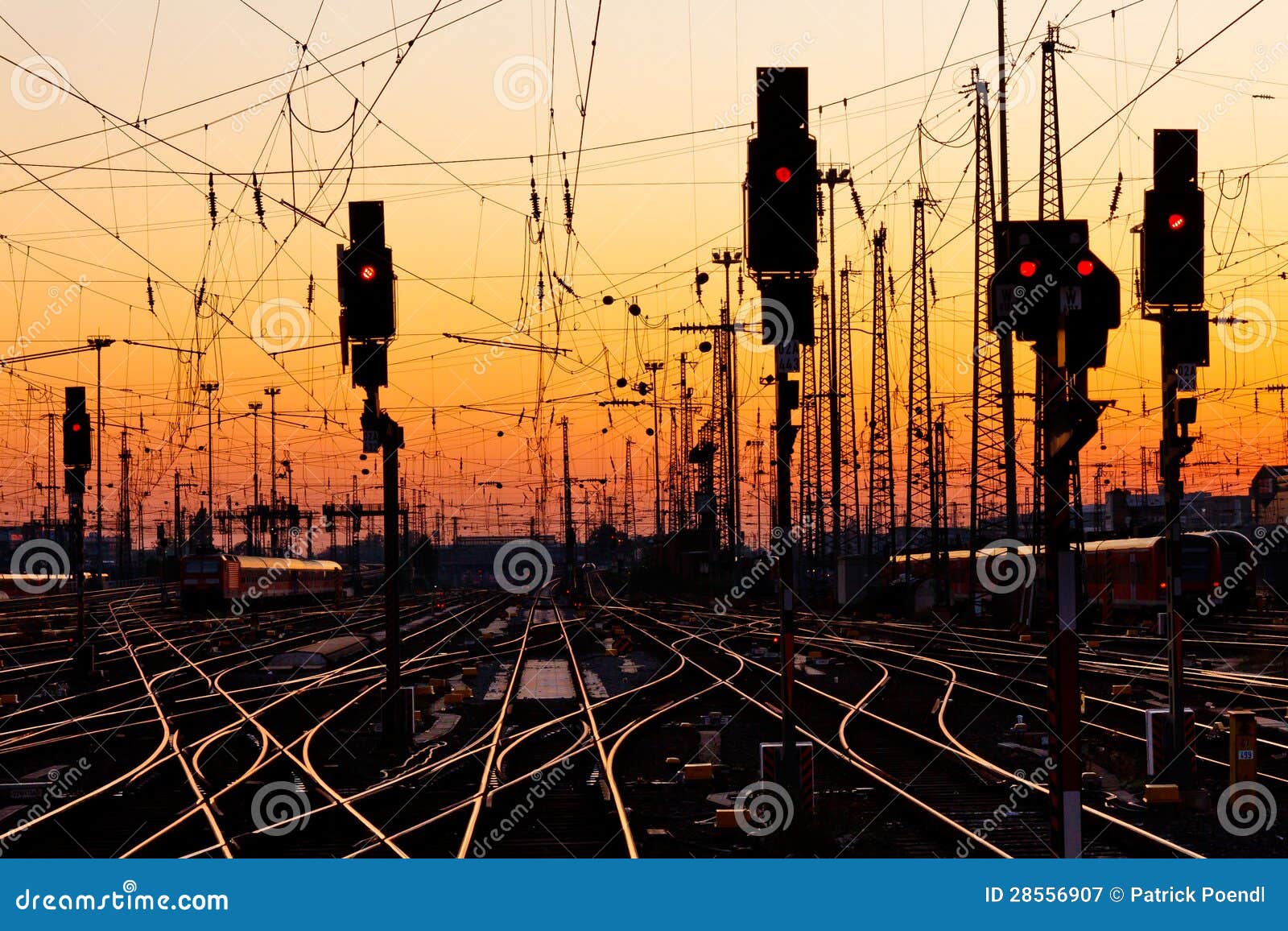 Railroad Tracks at Sunset stock image. Image of frankfurt - 28556907