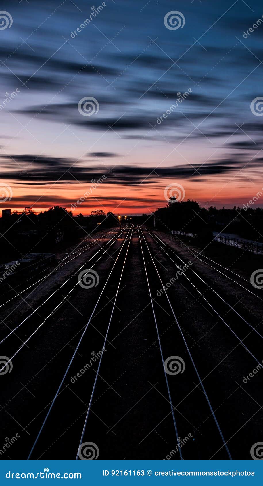 Railroad Tracks At Sunset Picture. Image: 92161163