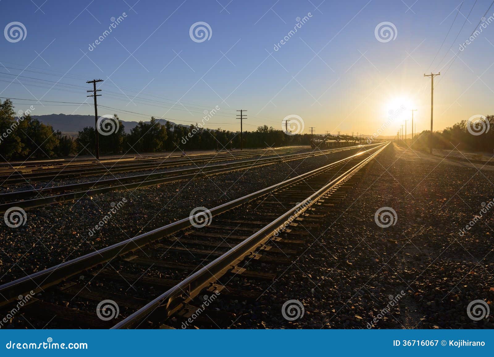 Railroad Tracks at Sunset stock image. Image of dusk - 36716067