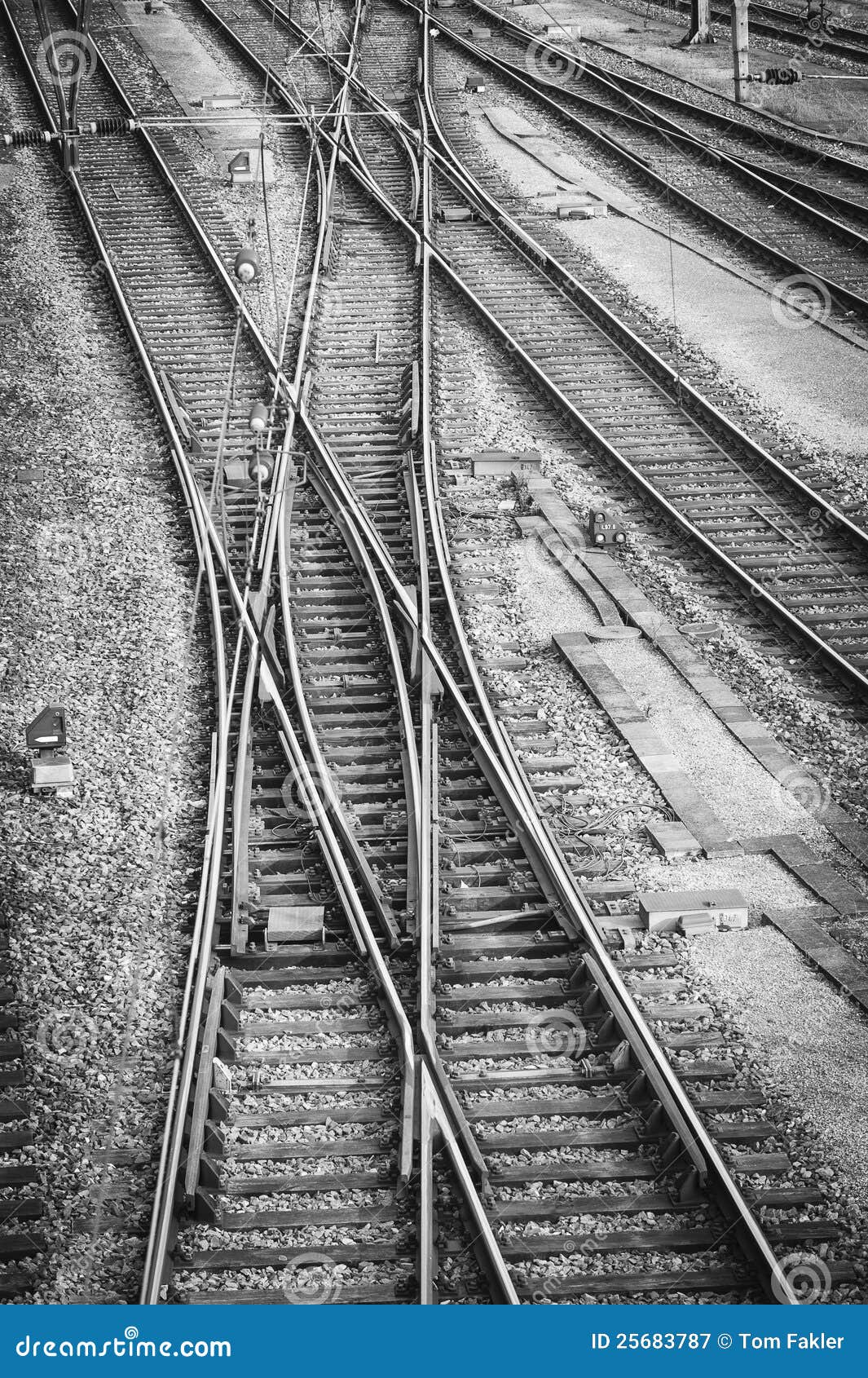 Railroad Tracks in a Switching Yard Stock Image - Image of switch ...