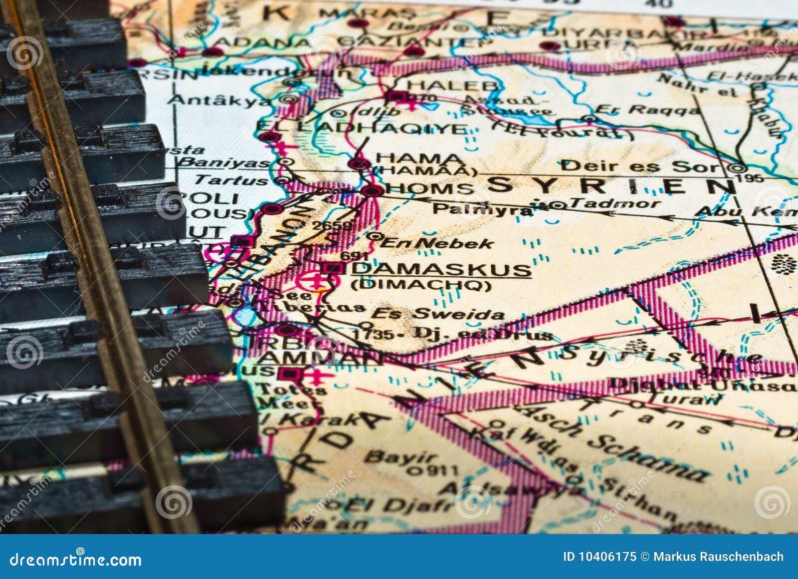 Railroad Tracks on Syria Map Stock Image - Image of explore, metal ...