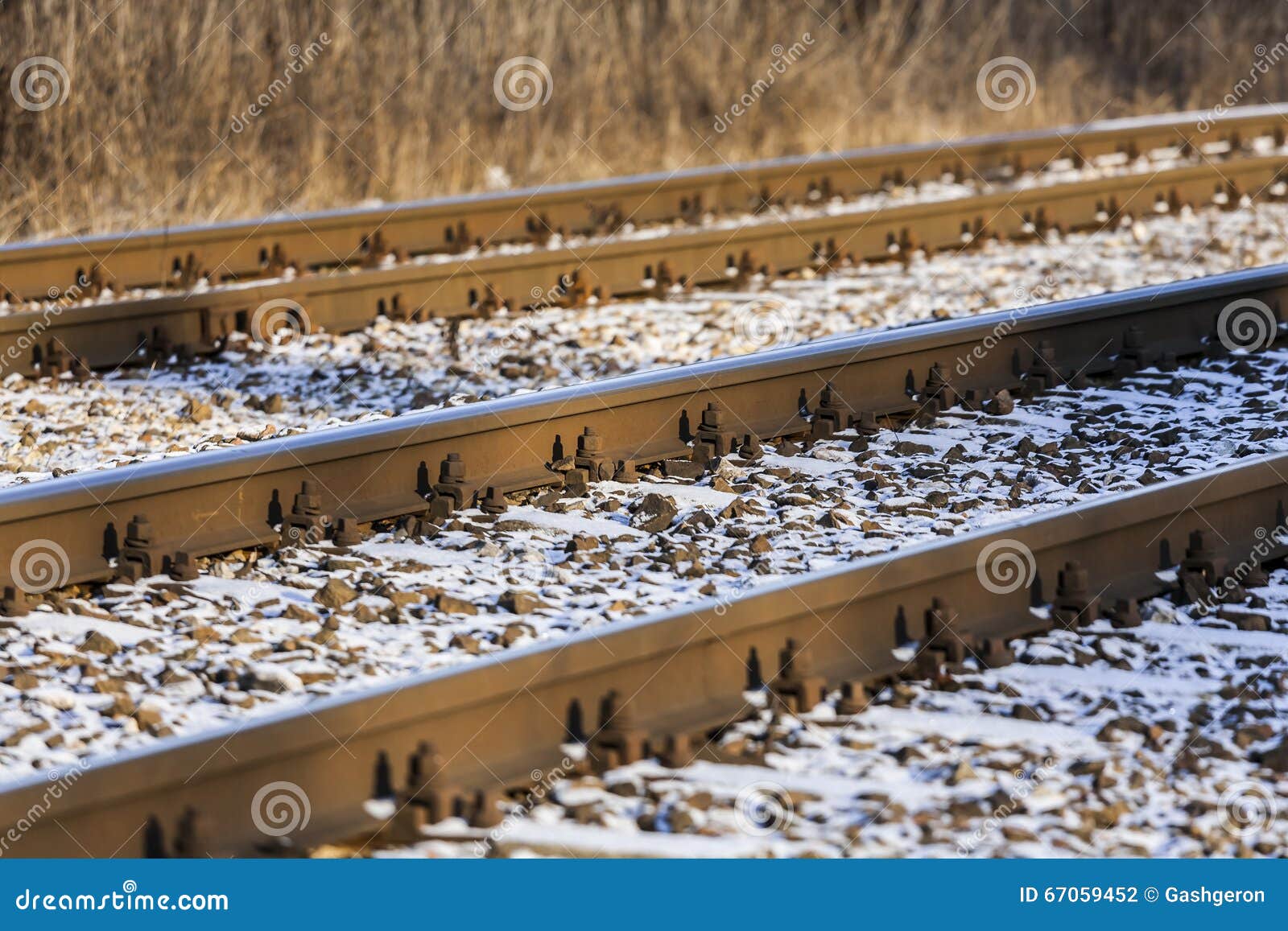 Railroad tracks in winter. stock photo. Image of line - 67059452