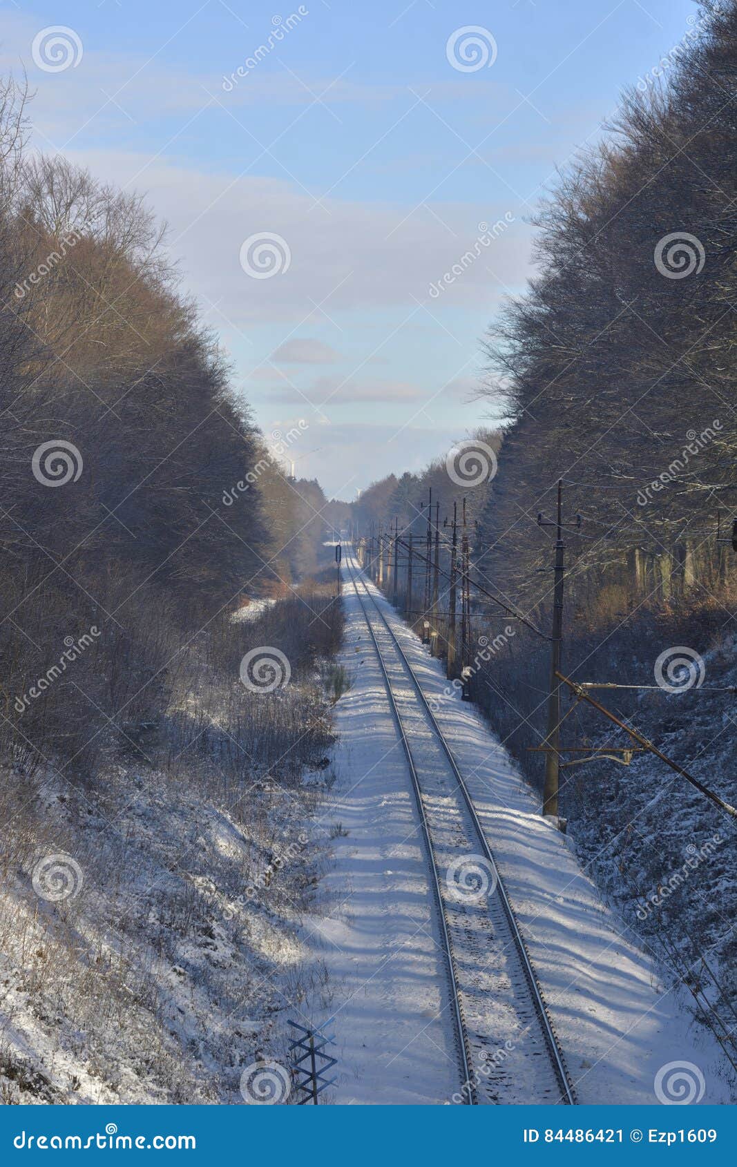 Railroad tracks and winter stock image. Image of forest - 84486421