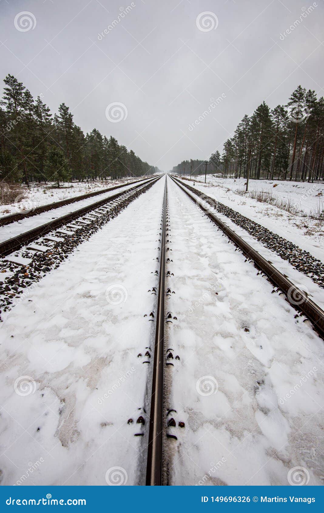Railroad Tracks in Winter Under Snow Stock Photo - Image of locomotive ...