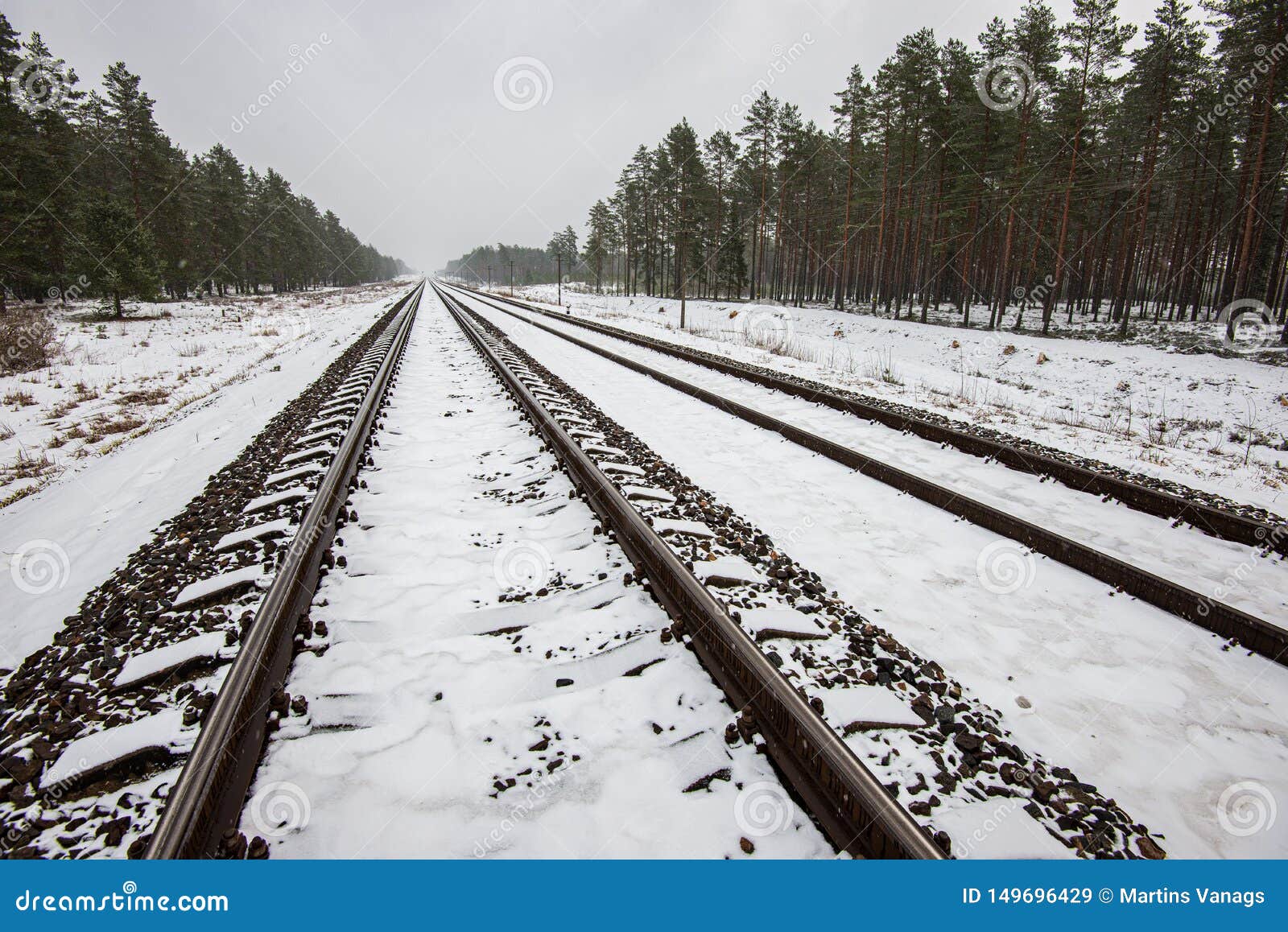 Railroad Tracks in Winter Under Snow Stock Image - Image of ...