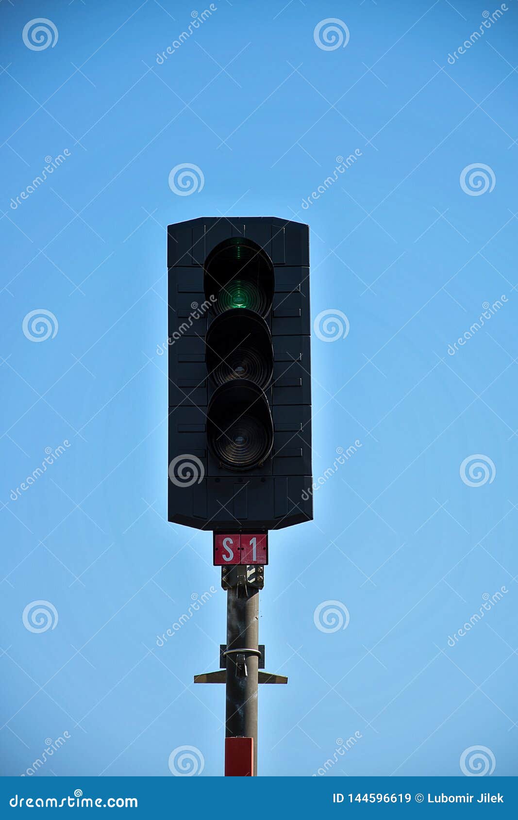 Railroad Traffic Light on Which Red Lights. Construction of Railway ...