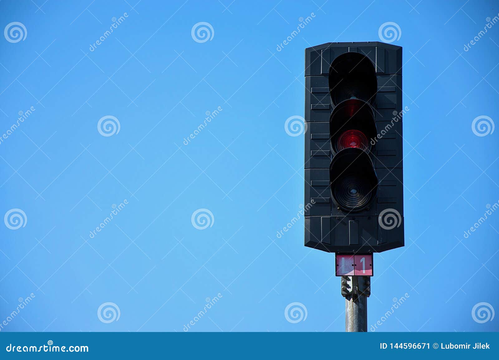 Railroad Traffic Light on Which Red Lights. Construction of Railway ...