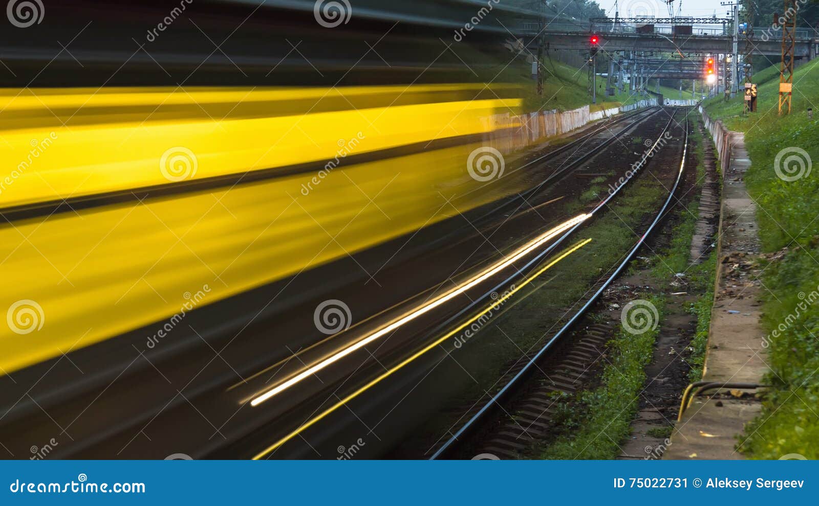 Railroad train fast motion stock image. Image of motion - 75022731