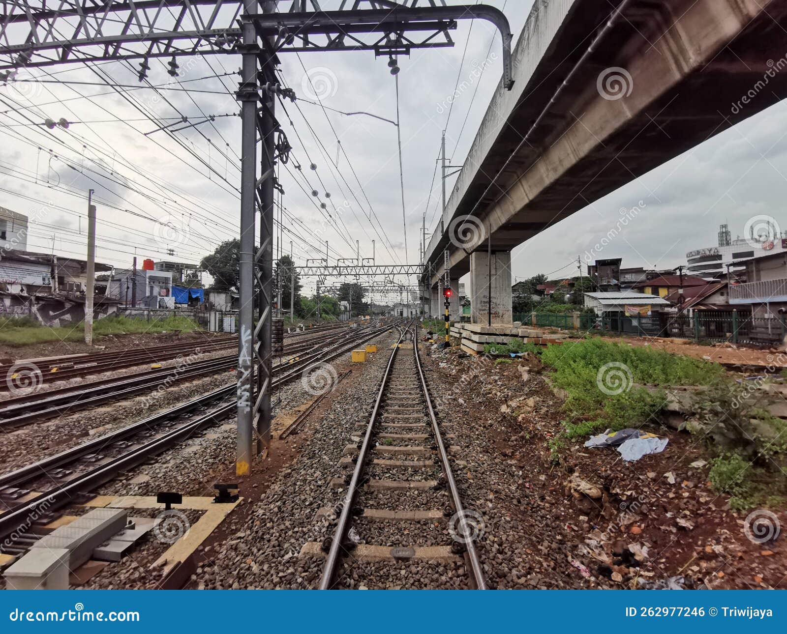 Railroad trainstop stock photo. Image of trainstop, jakarta - 262977246