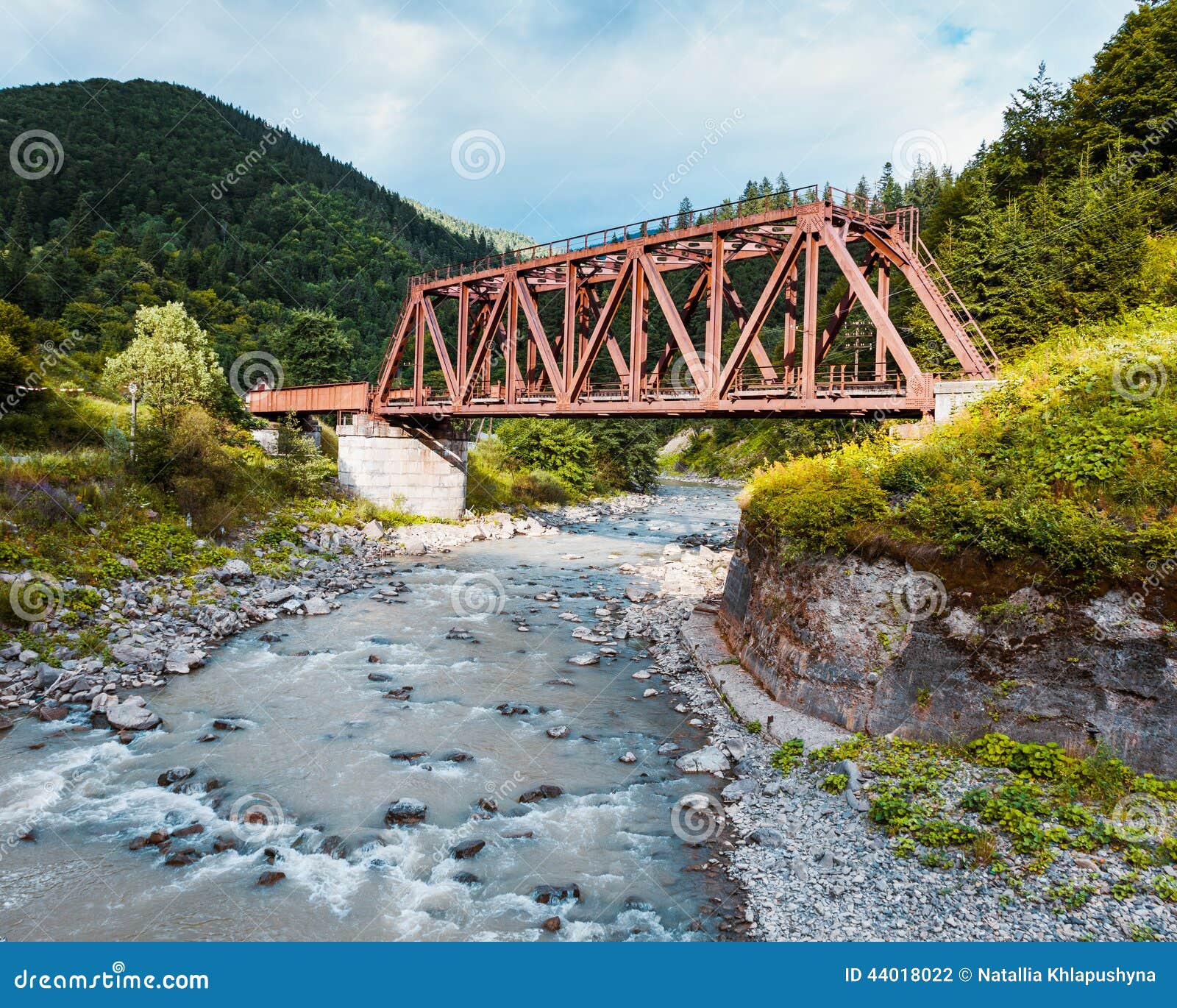 Railroad Trestle Over River, Carpathians Stock Photo - Image of canyon ...
