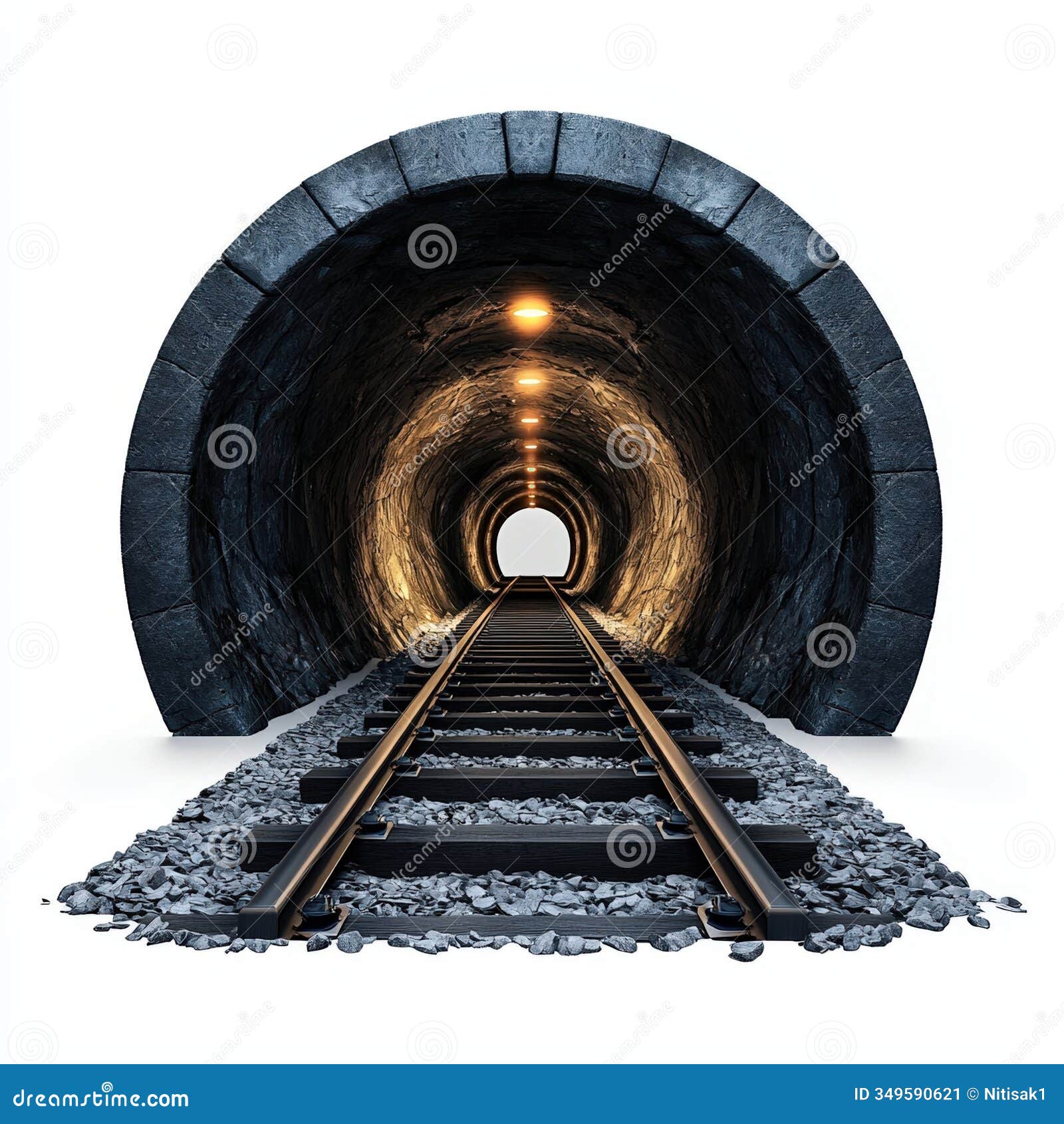 Railroad Tunnel With Illuminated Pathway Royalty-Free Stock Photo ...