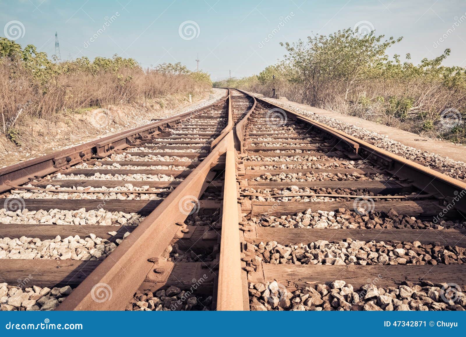 Railroad turnout closeup stock image. Image of ballast - 47342871