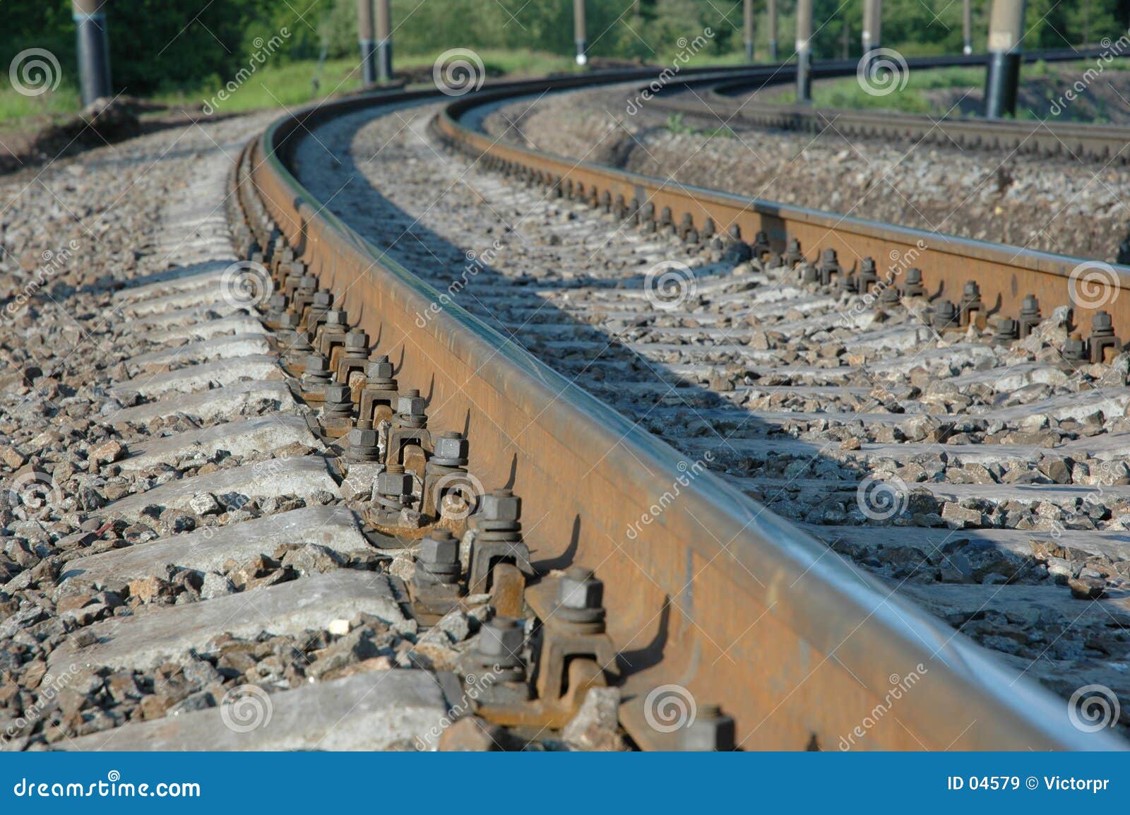 Railroad Turns To the Right Stock Image - Image of train, railway: 4579