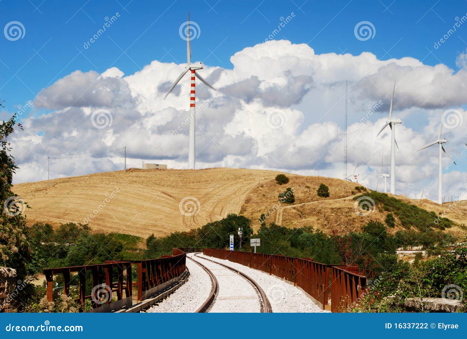 Railroad And Wind Turbine Stock Photo | CartoonDealer.com #48881454