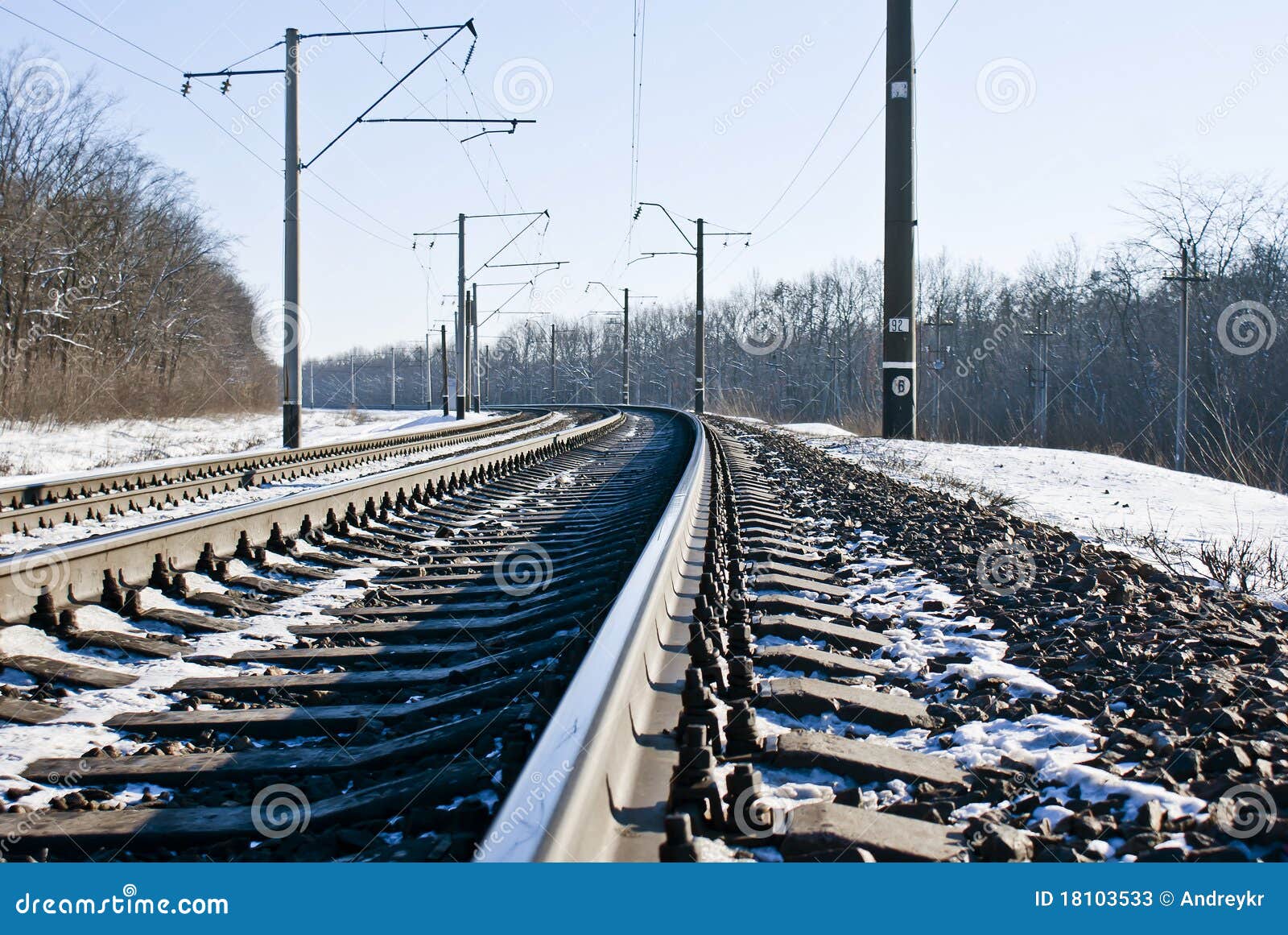 Railroad at winter time stock image. Image of track, black - 18103533