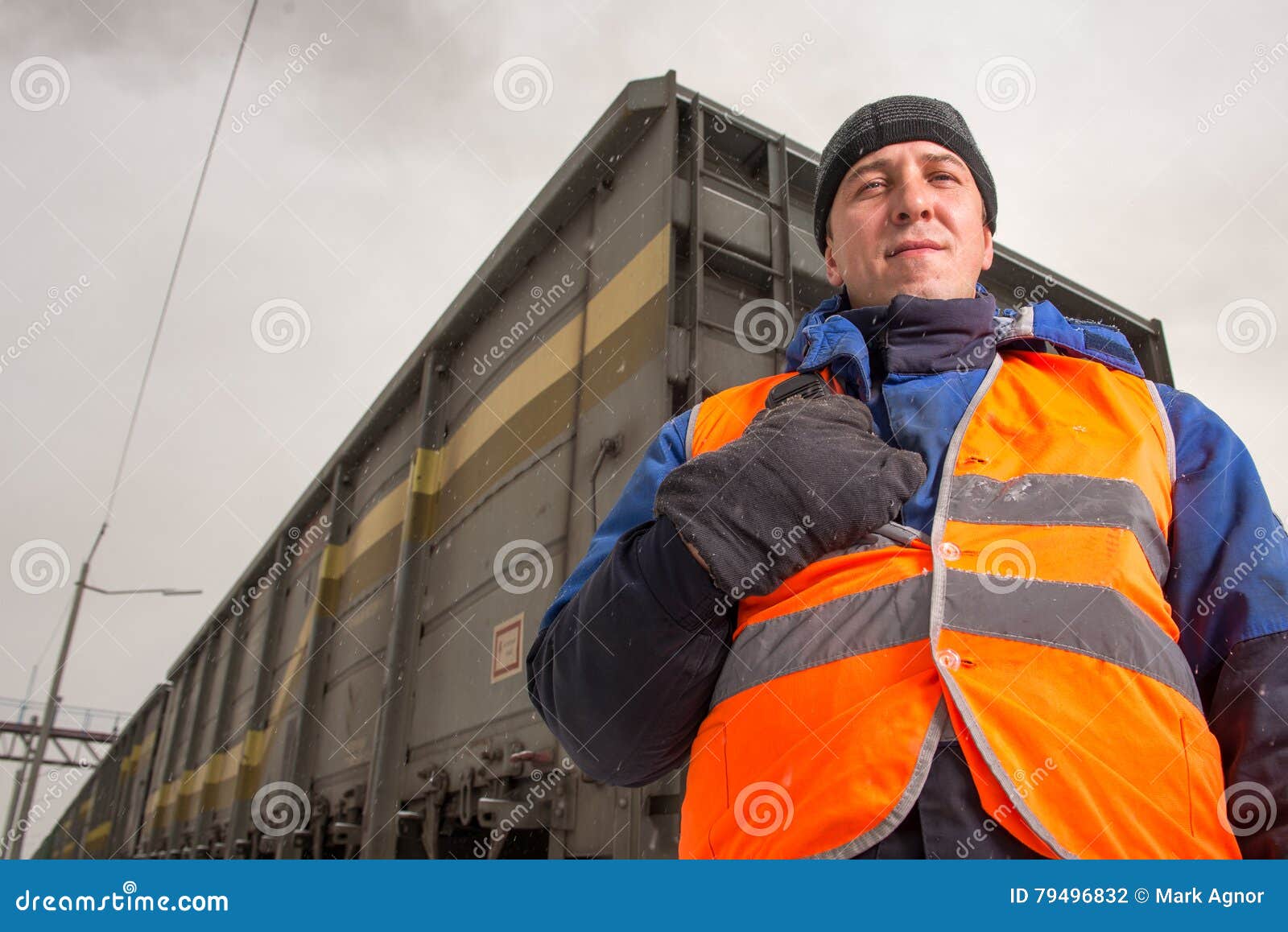 Railroad Worker Standing In Front Of Steam Locomotive Editorial Image ...