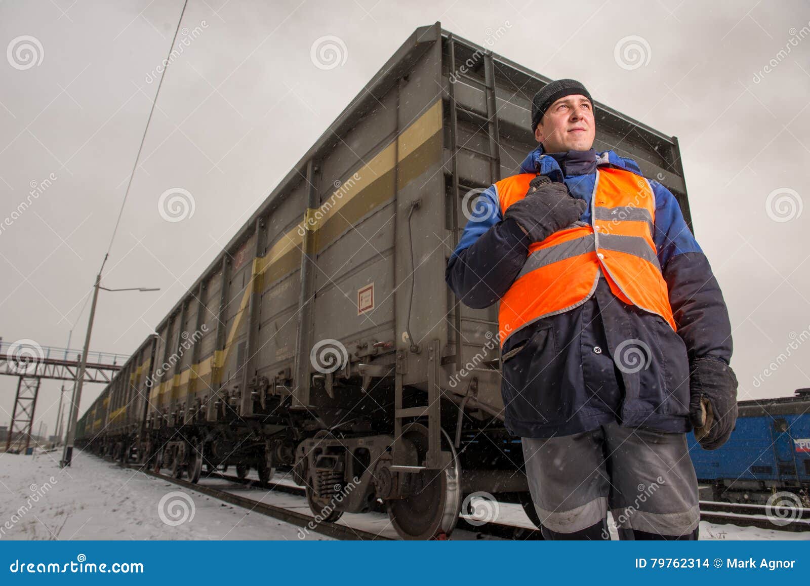 Railroad Worker Standing In Front Of Steam Locomotive Editorial Image ...